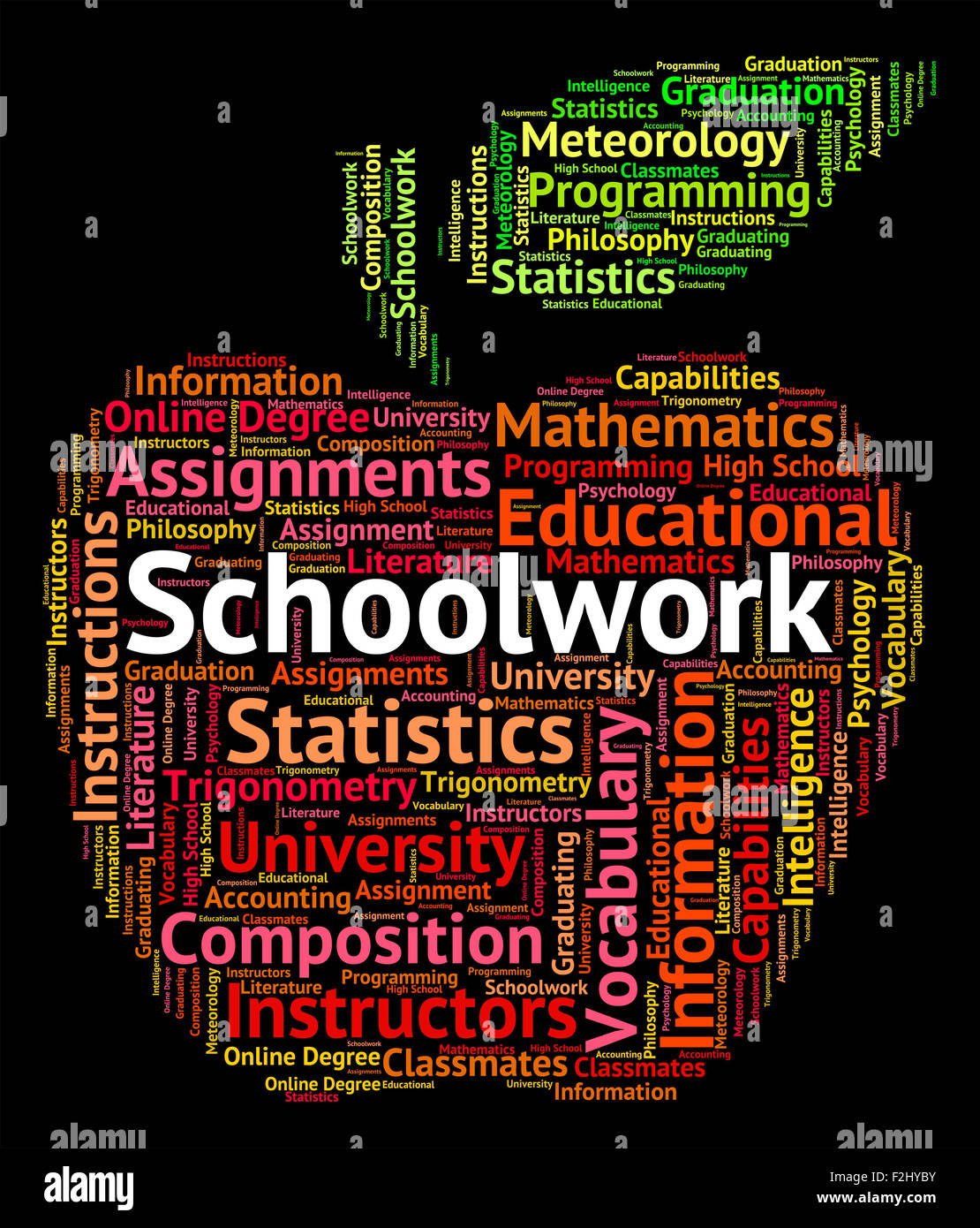 Schoolwork Word Showing Words Homework And Project Stock Photo - Alamy