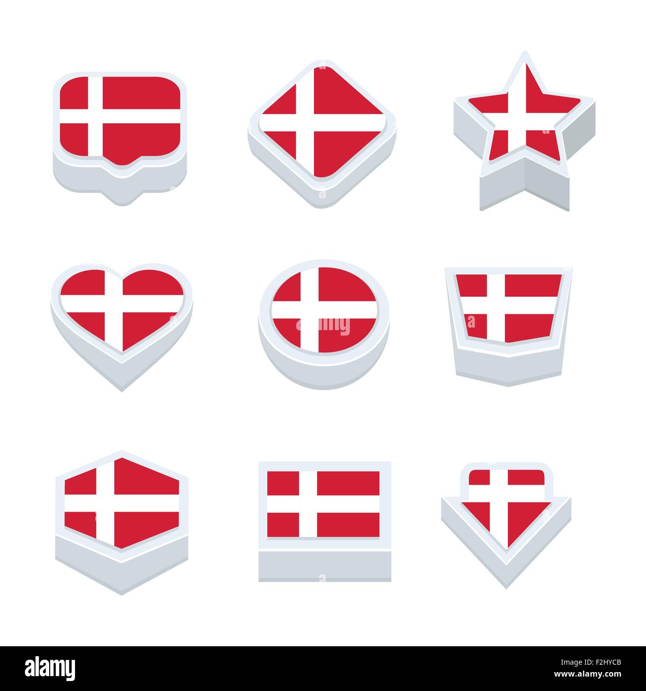 denmark flags icons and button set nine styles Stock Vector Image & Art ...