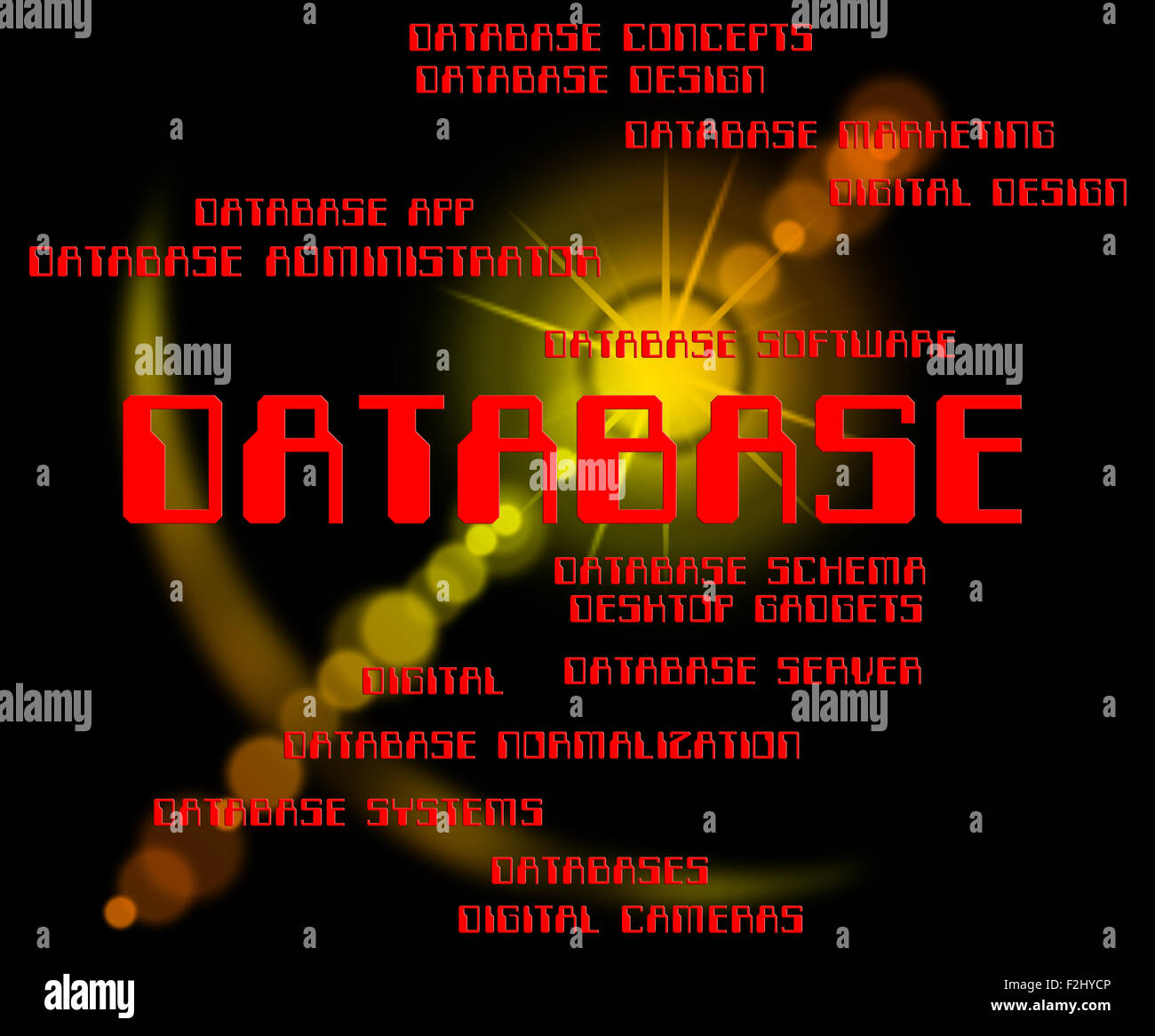 Database Word Showing Computing Words And Computer Stock Photo - Alamy