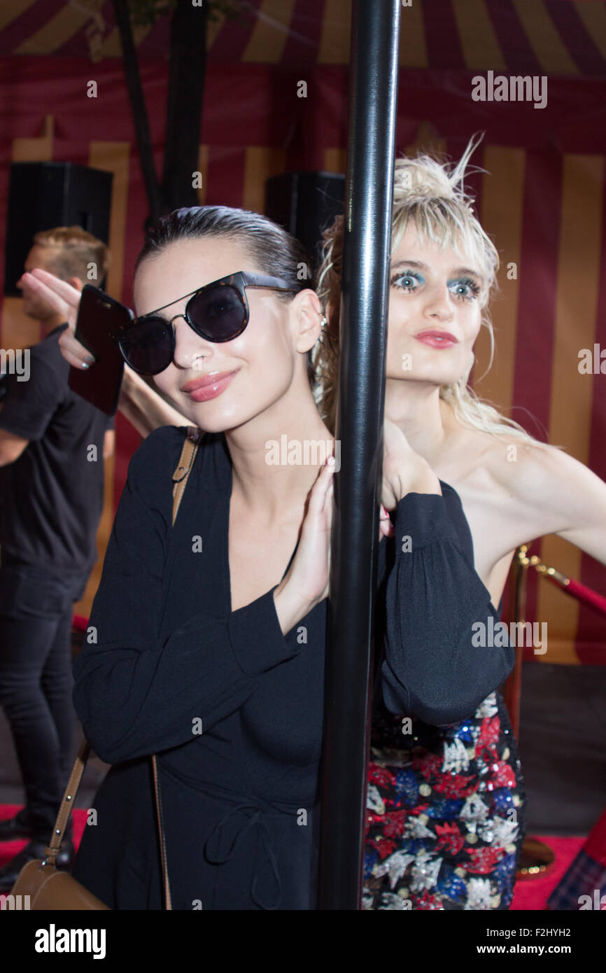 Emily Ratajkowski and model posing at Marc Jacobs NYFW2015 Stock Photo ...