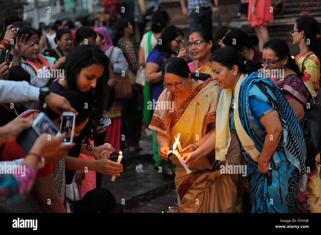 Kathmandu, Nepal. 19th Sep, 2015. President of Akhil Nepal Mahila Sangh ...