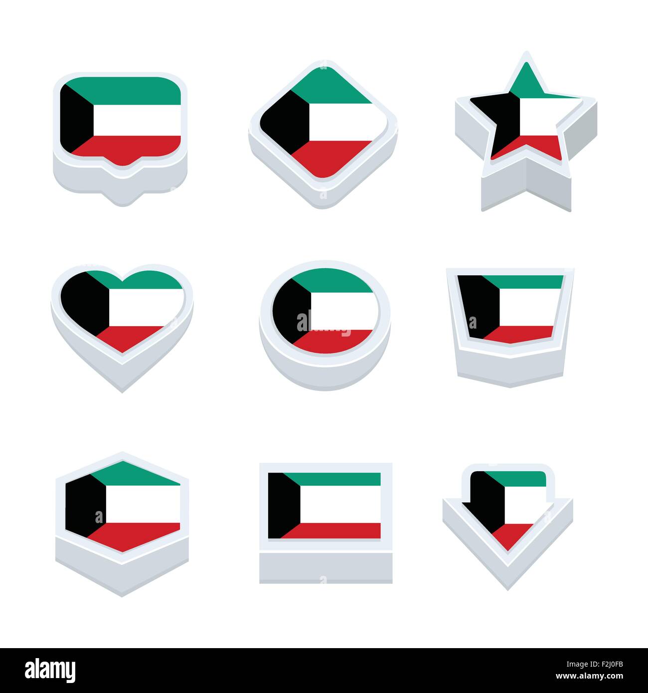 kuwait flags icons and button set nine styles Stock Vector Image & Art ...