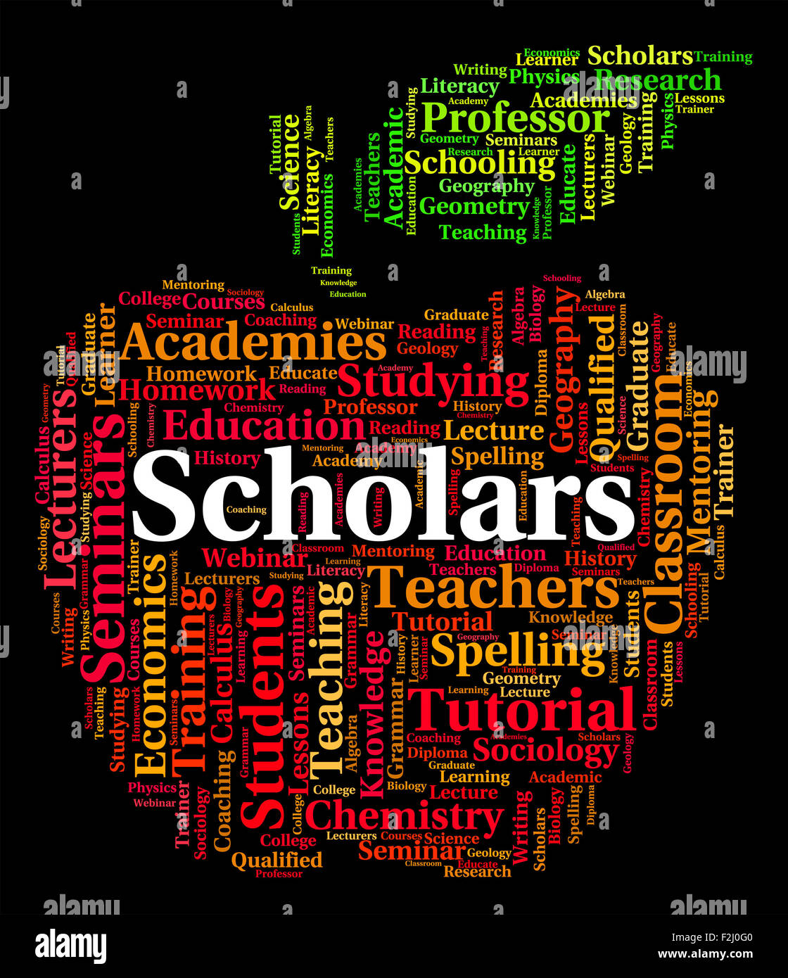 Scholars Word Representing Learned Persons And Text Stock Photo - Alamy