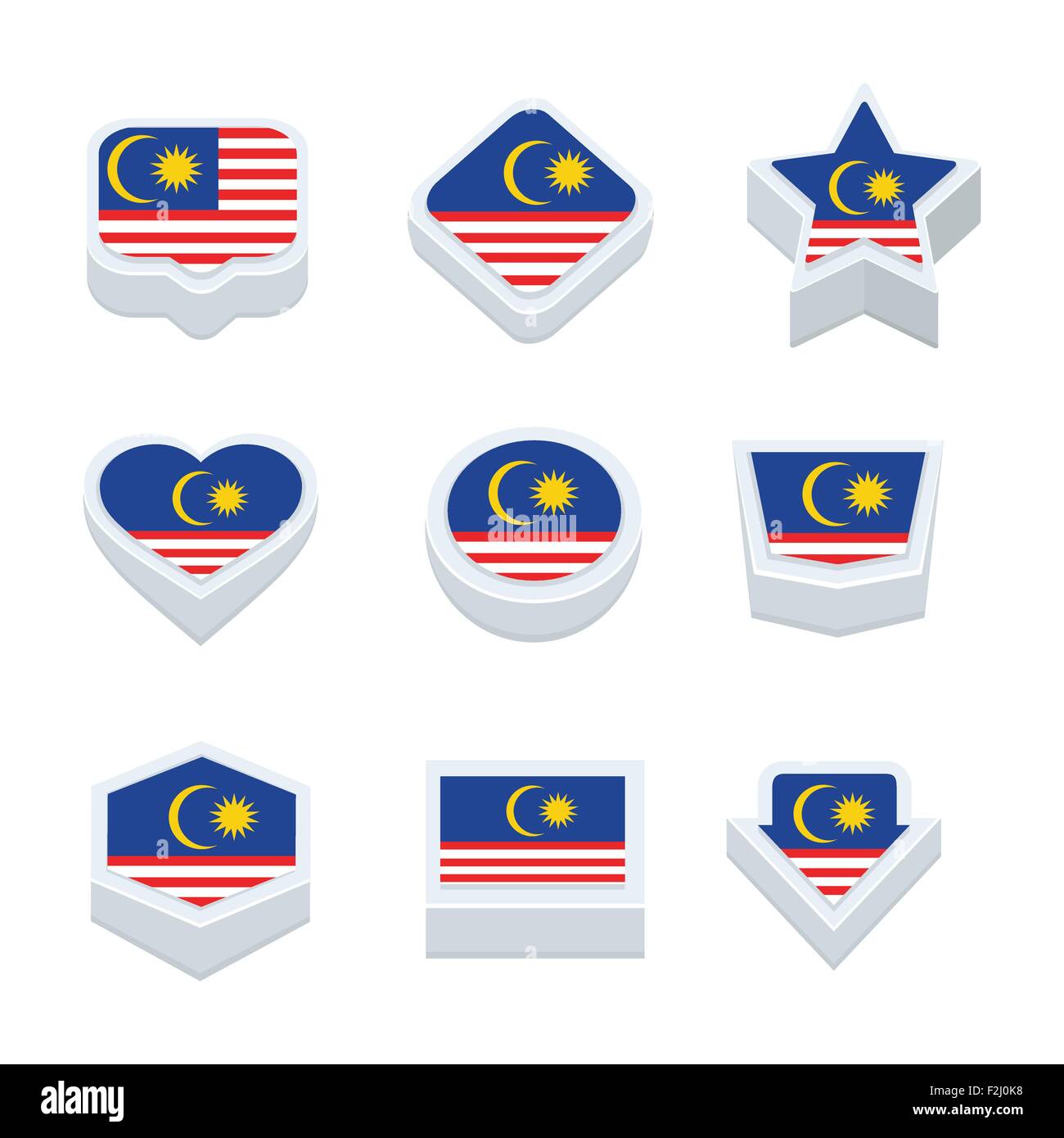 Malaysia flags icons and button set nine styles Stock Vector Image ...