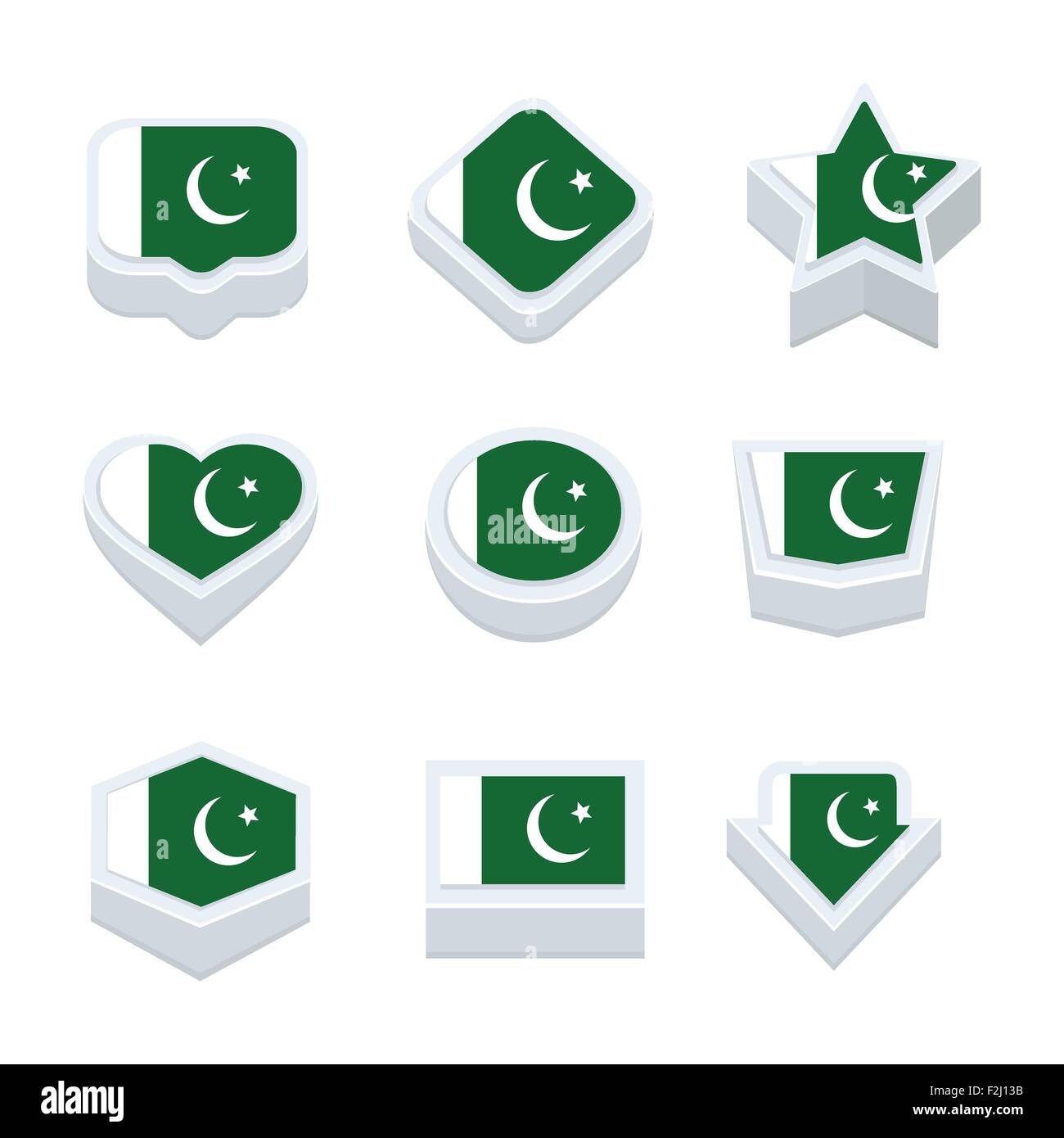 pakistan flags icons and button set nine styles Stock Vector Image ...