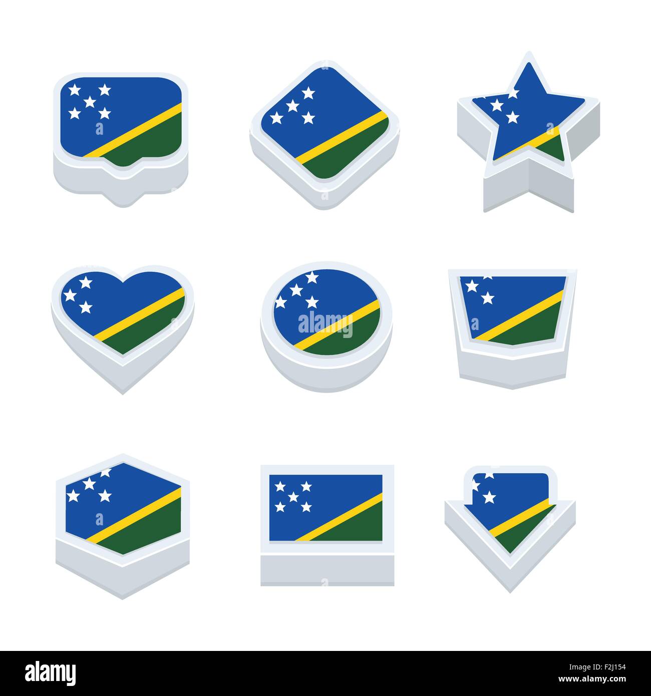 solomon islands flags icons and button set nine styles Stock Vector ...