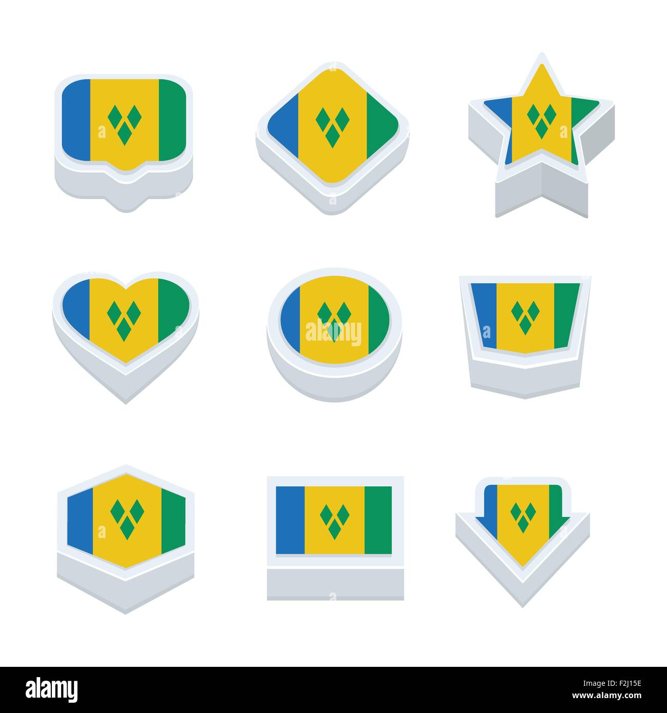 st vincent & the grenadines flags icons and button set nine styles ...