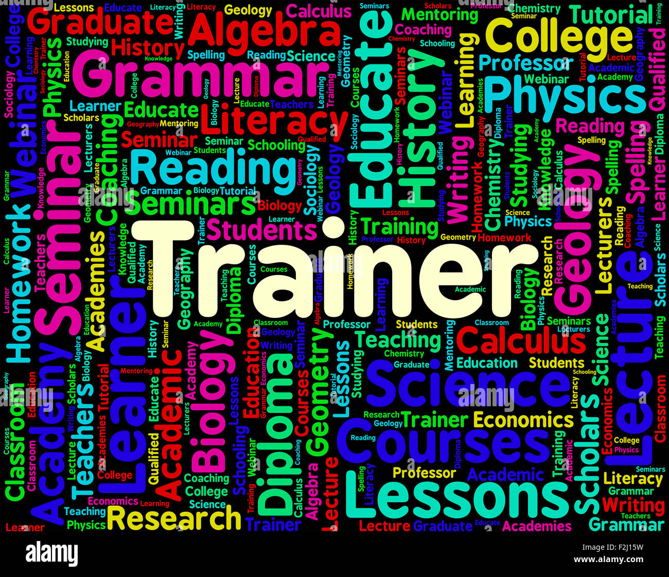 Trainer Word Indicating Give Lessons And Education Stock Photo - Alamy