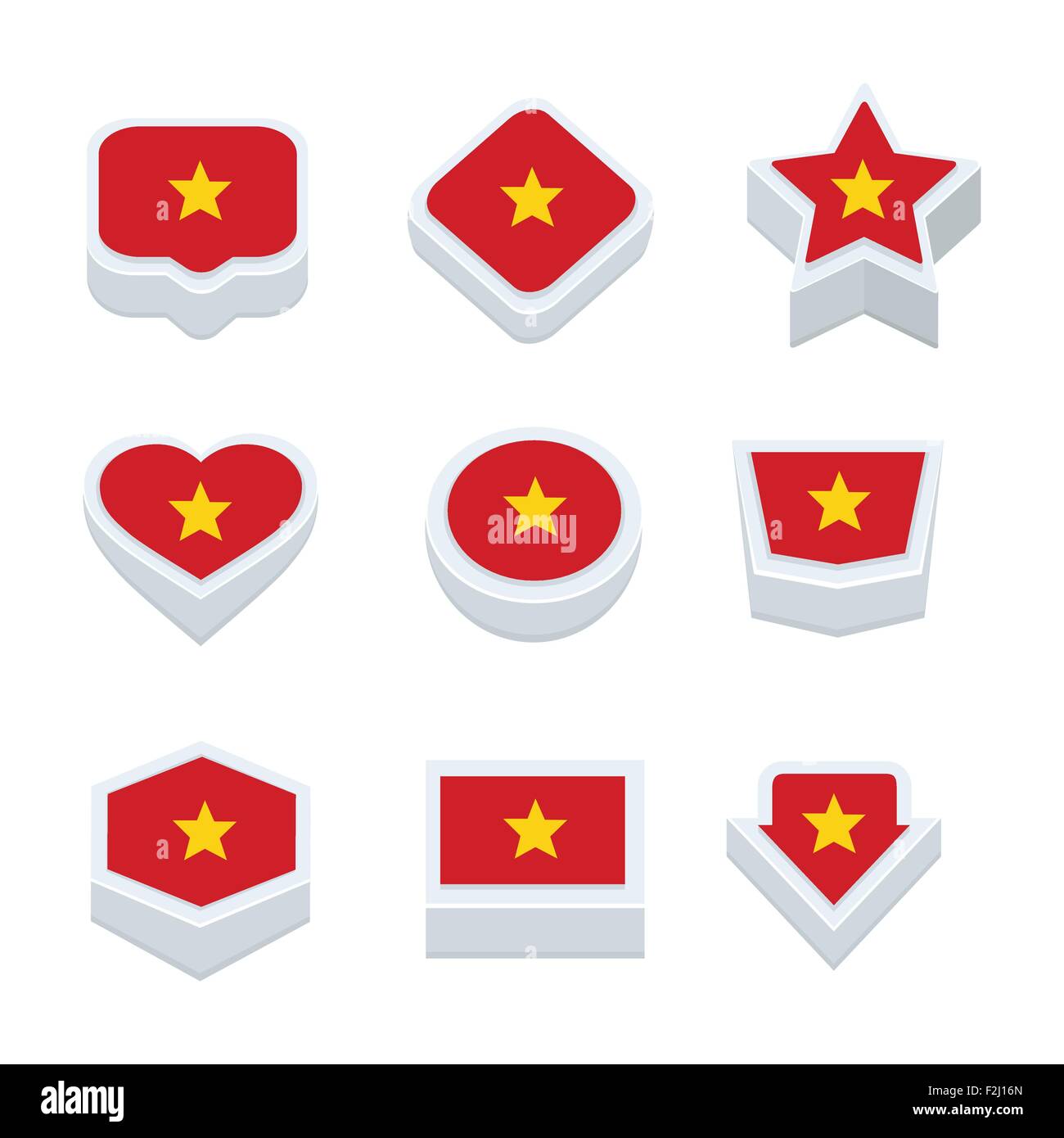 vietnam flags icons and button set nine styles Stock Vector Image & Art ...