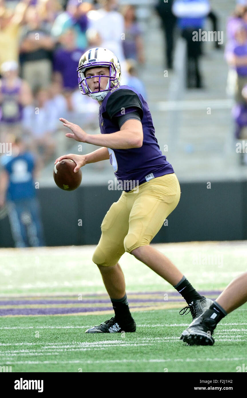 Seattle, WA, USA. 19th September, 2015.Washington Huskies quarterback ...