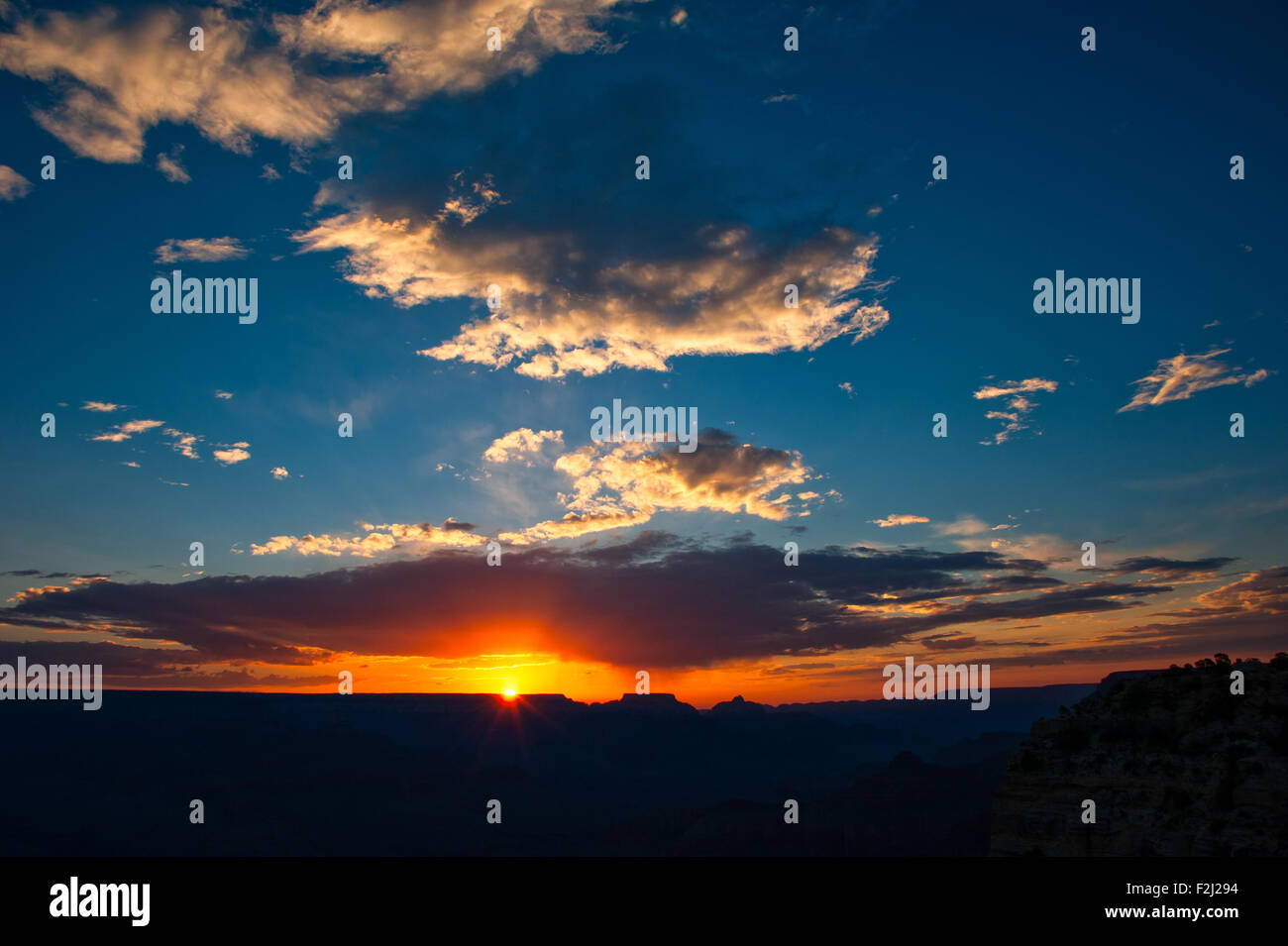 Sunset over the Grand Canyon, Arizona, USA Stock Photo - Alamy