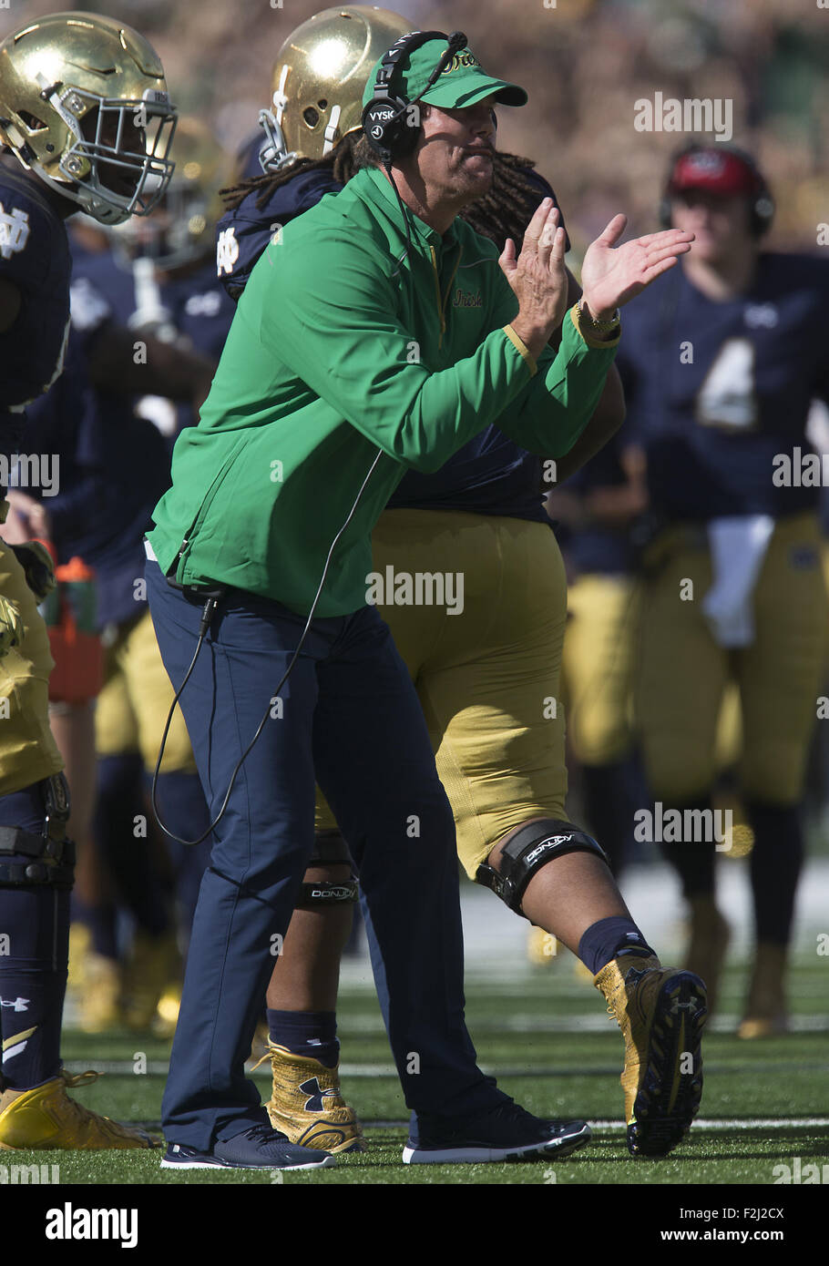 South Bend, Indiana, USA. 19th Sep, 2015. Notre Dame defensive ...