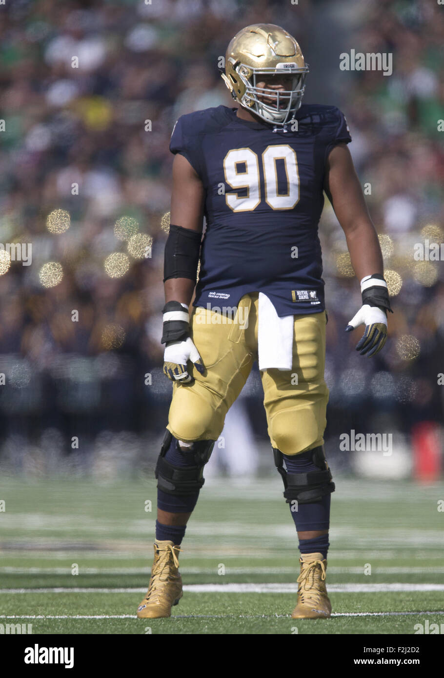 South Bend, Indiana, USA. 19th Sep, 2015. Notre Dame defensive lineman ...