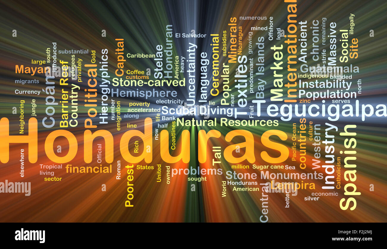 Background concept wordcloud illustration of Honduras glowing light ...