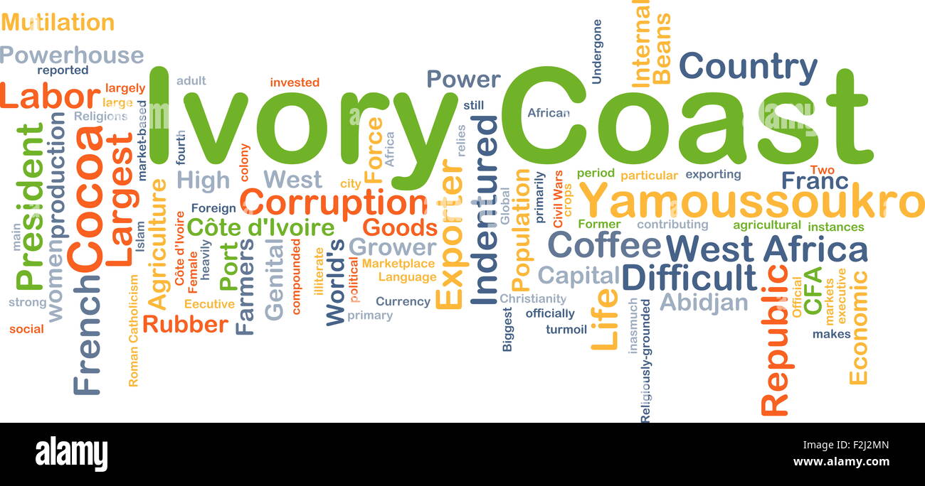 Background concept wordcloud illustration of Ivory Coast Stock Photo ...