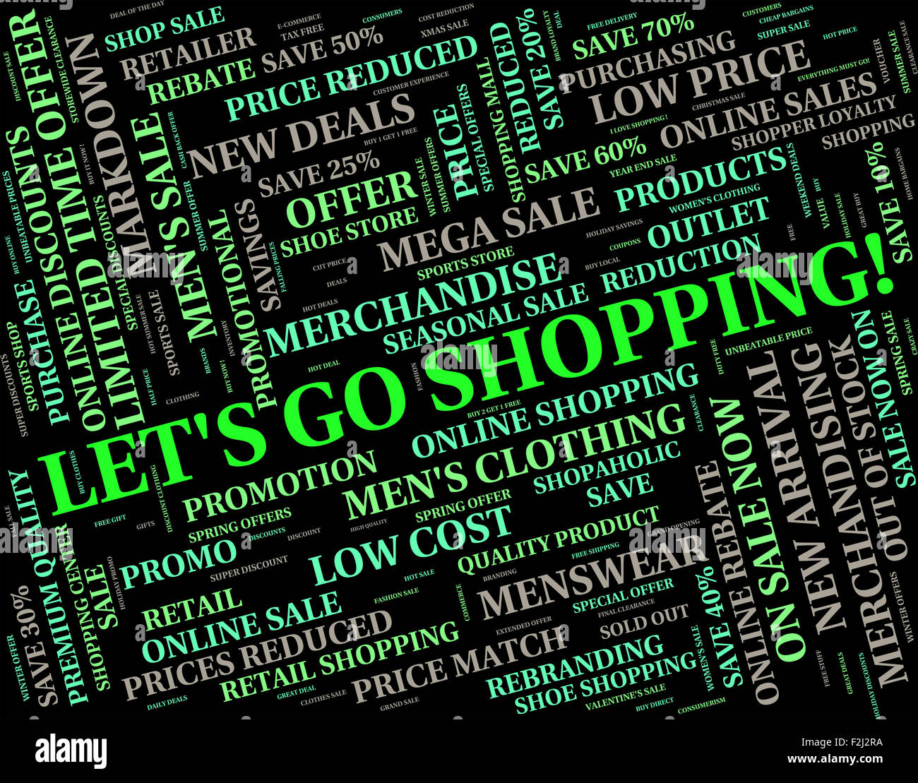 Lets Go Shopping Showing Commercial Activity And Commerce Stock Photo ...