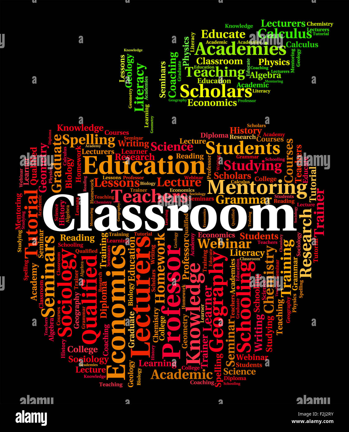 Classroom Word Indicating Words Text And Academy Stock Photo - Alamy