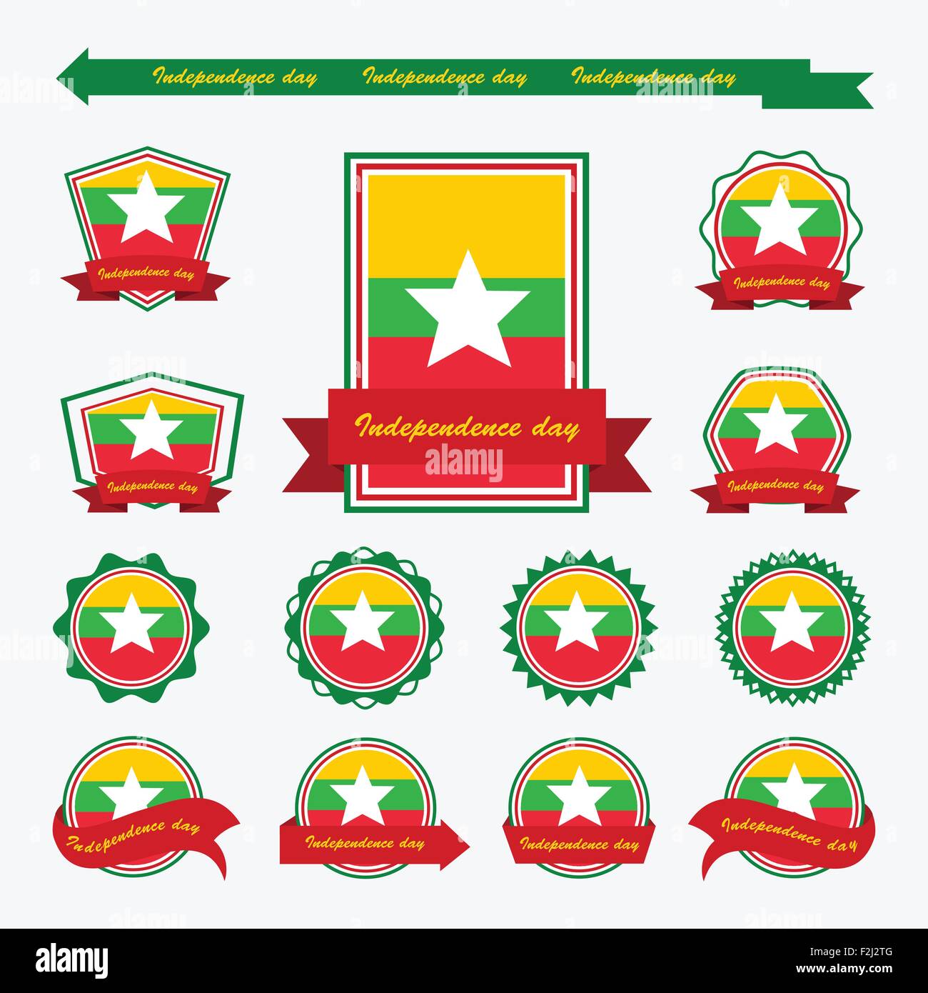 myanmar independence day flags infographic design Stock Vector Image ...