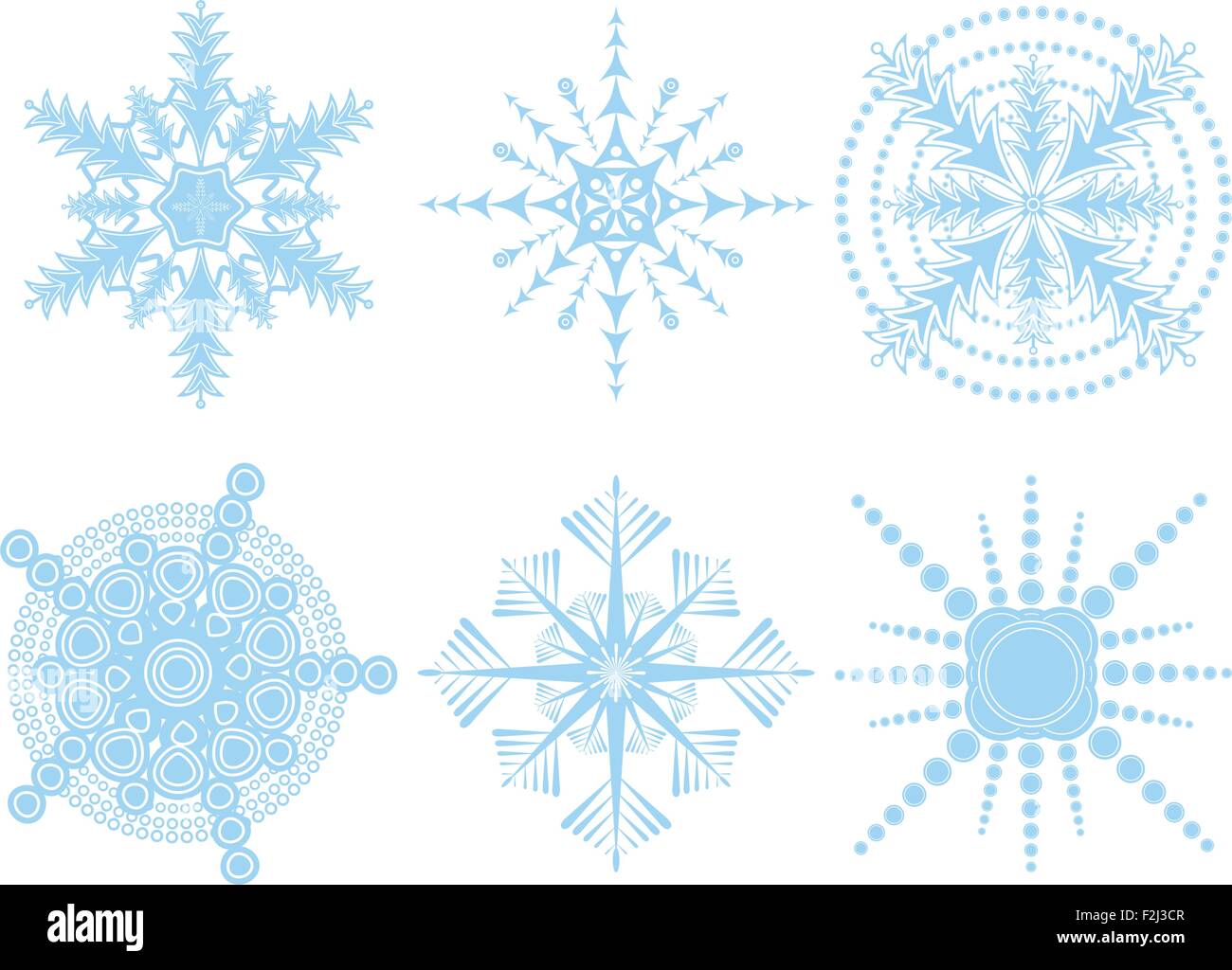 Six different snowflakes on a white background. Vector illustration ...