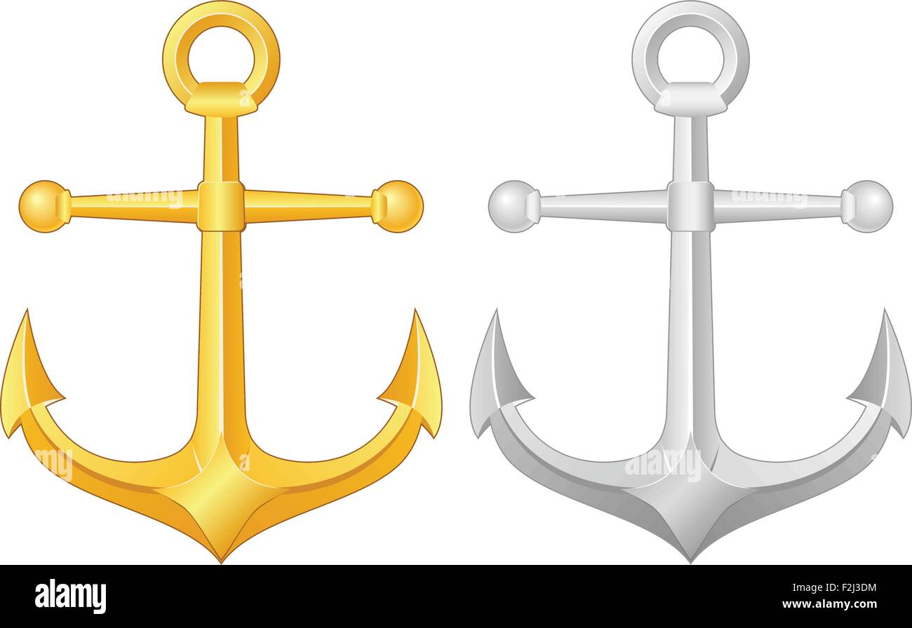 Two anchors on a white background. Vector illustration Stock Vector ...