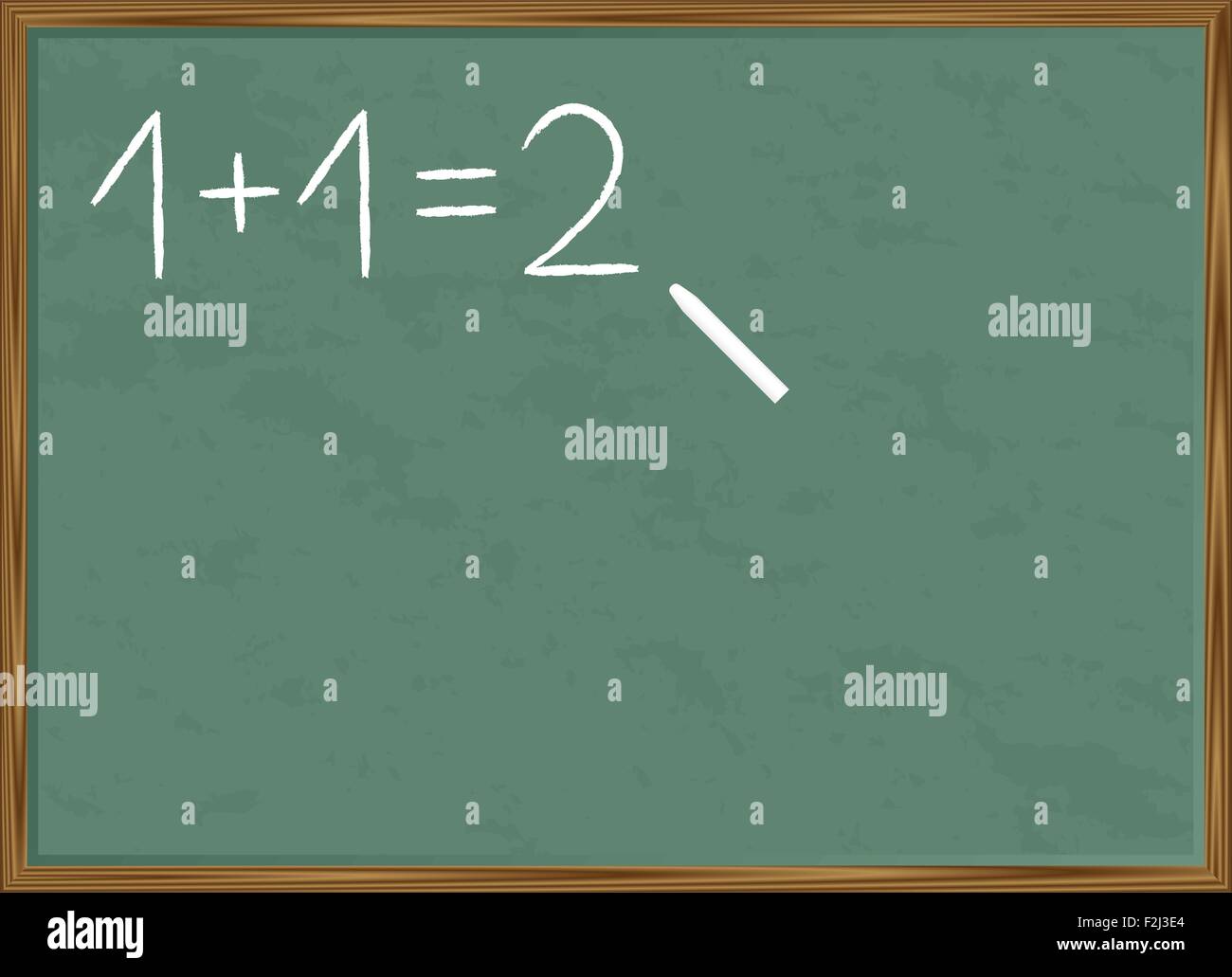 Green chalkboard with basic calculation written and chalk. Vector ...