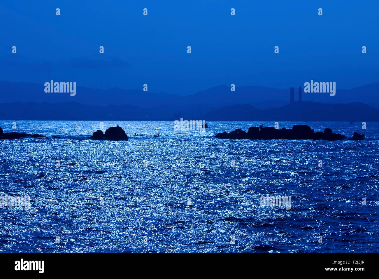 scenery of seacoast in twilight Stock Photo - Alamy