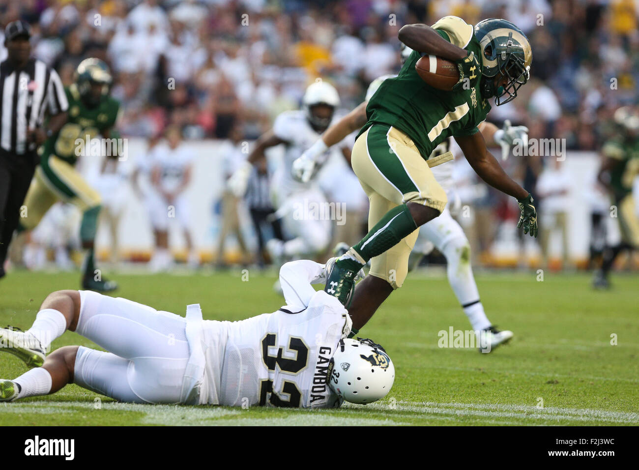 Denver, USA. 19th September, 2015. Colorado's Rick Gamboa makes a shoe ...