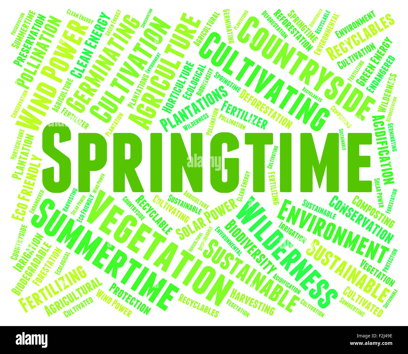 Springtime Word Indicating Season Words And Warmth Stock Photo - Alamy