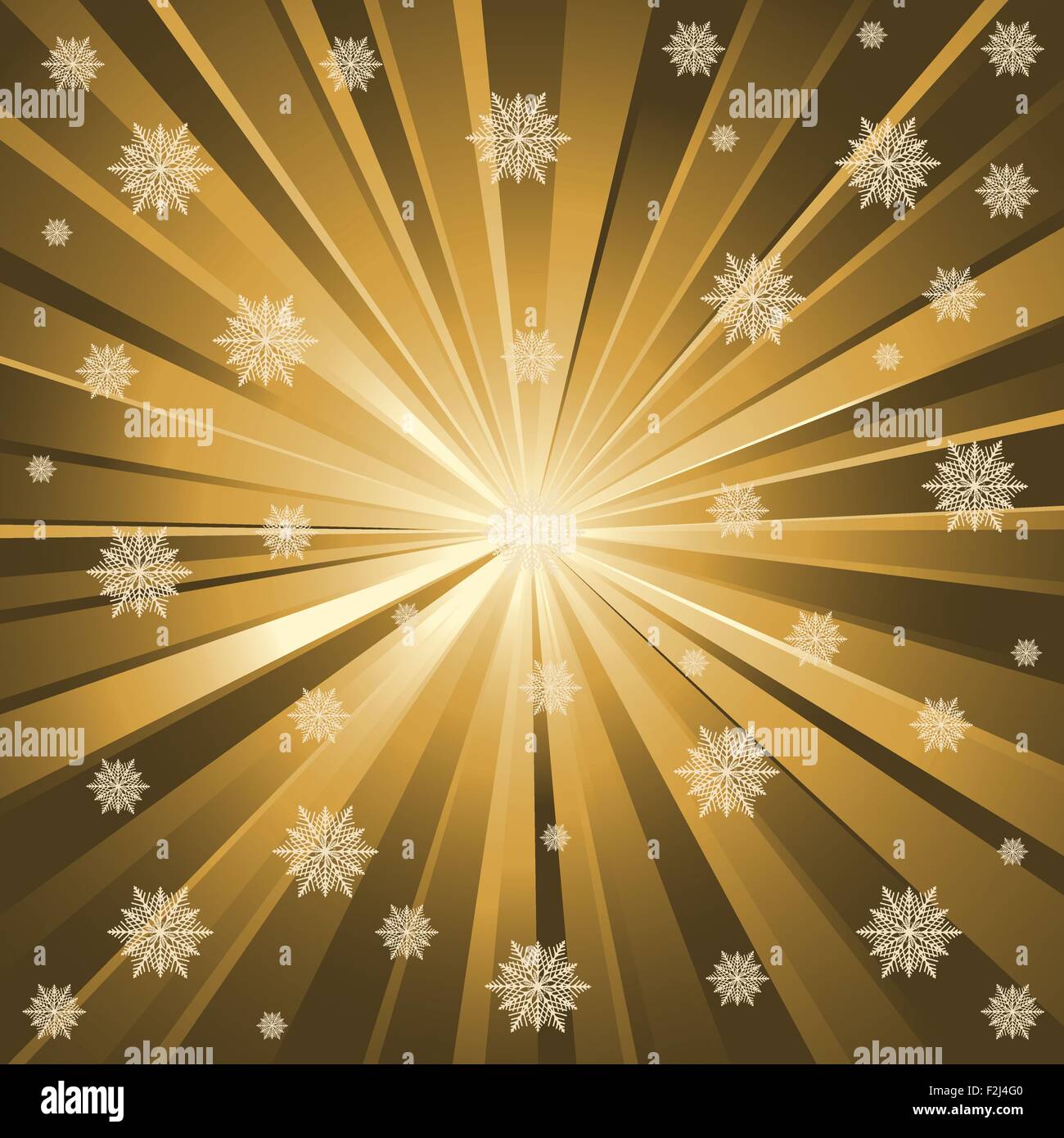 Gold rays background with snowflakes. Vector illustration Stock Vector ...