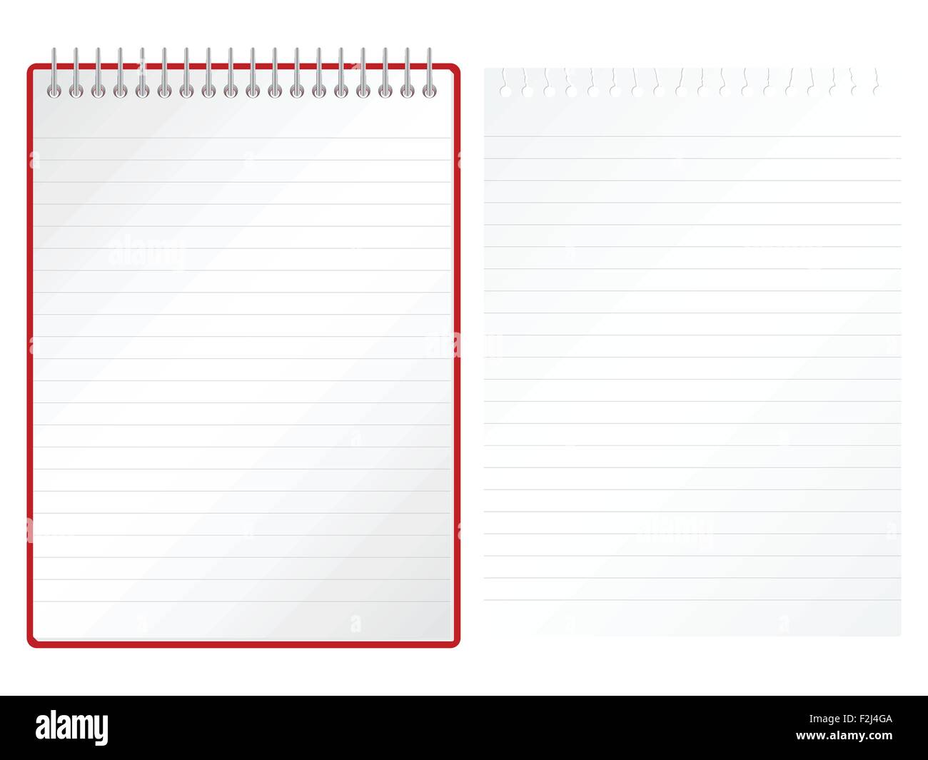 Blank notepad and sheet isolated on white background. Vector ...