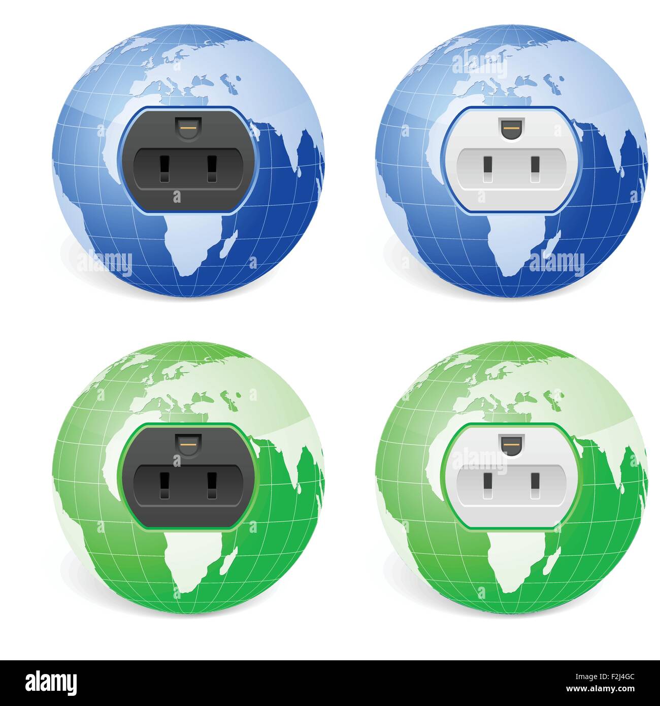 World globe with outlet socket on white background. Vector illustration ...