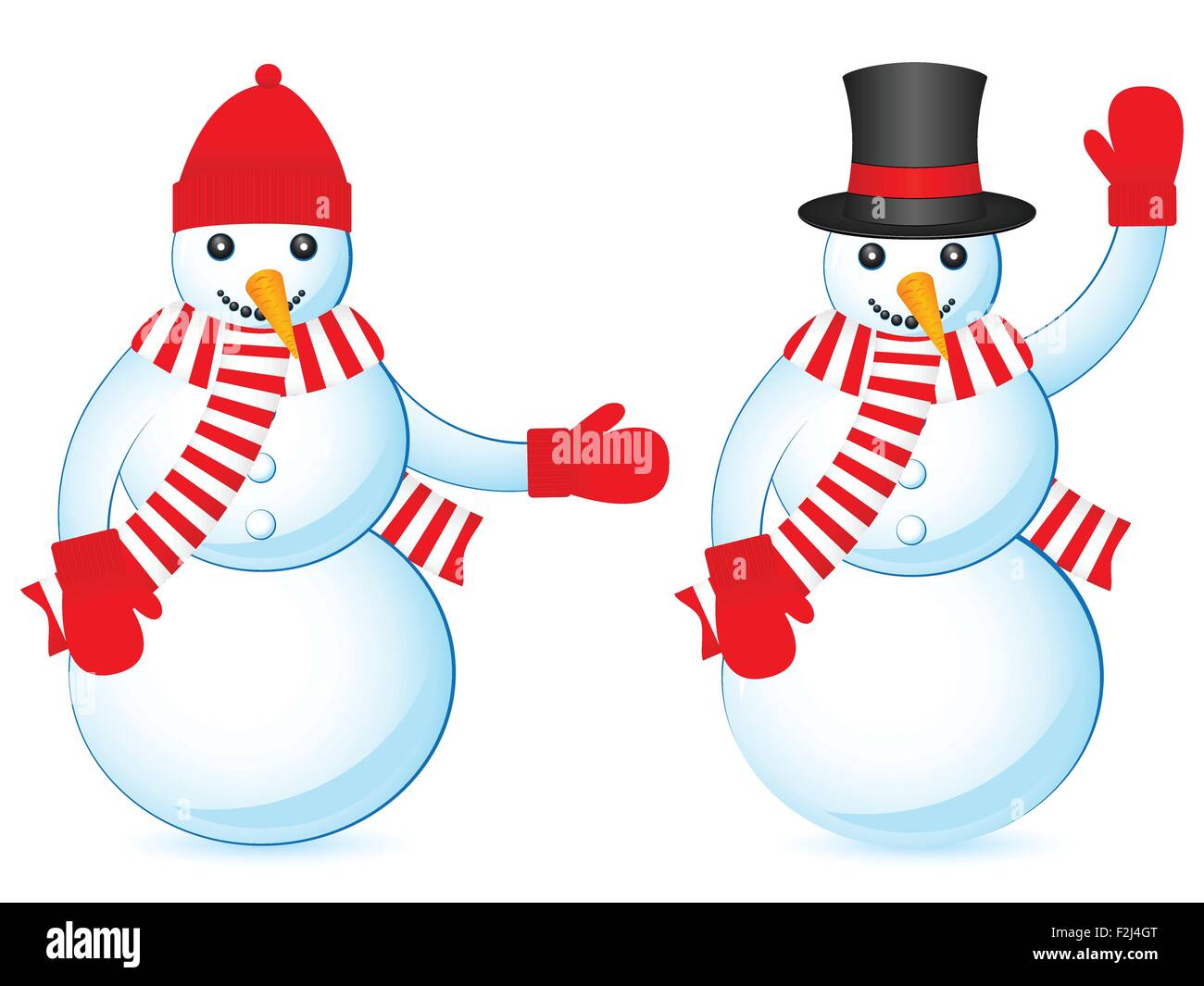 Two snow mans on a white background. Vector illustration Stock Vector ...