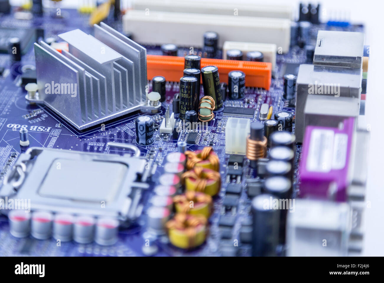 Close-up of parts on a computer's motherboard Stock Photo - Alamy