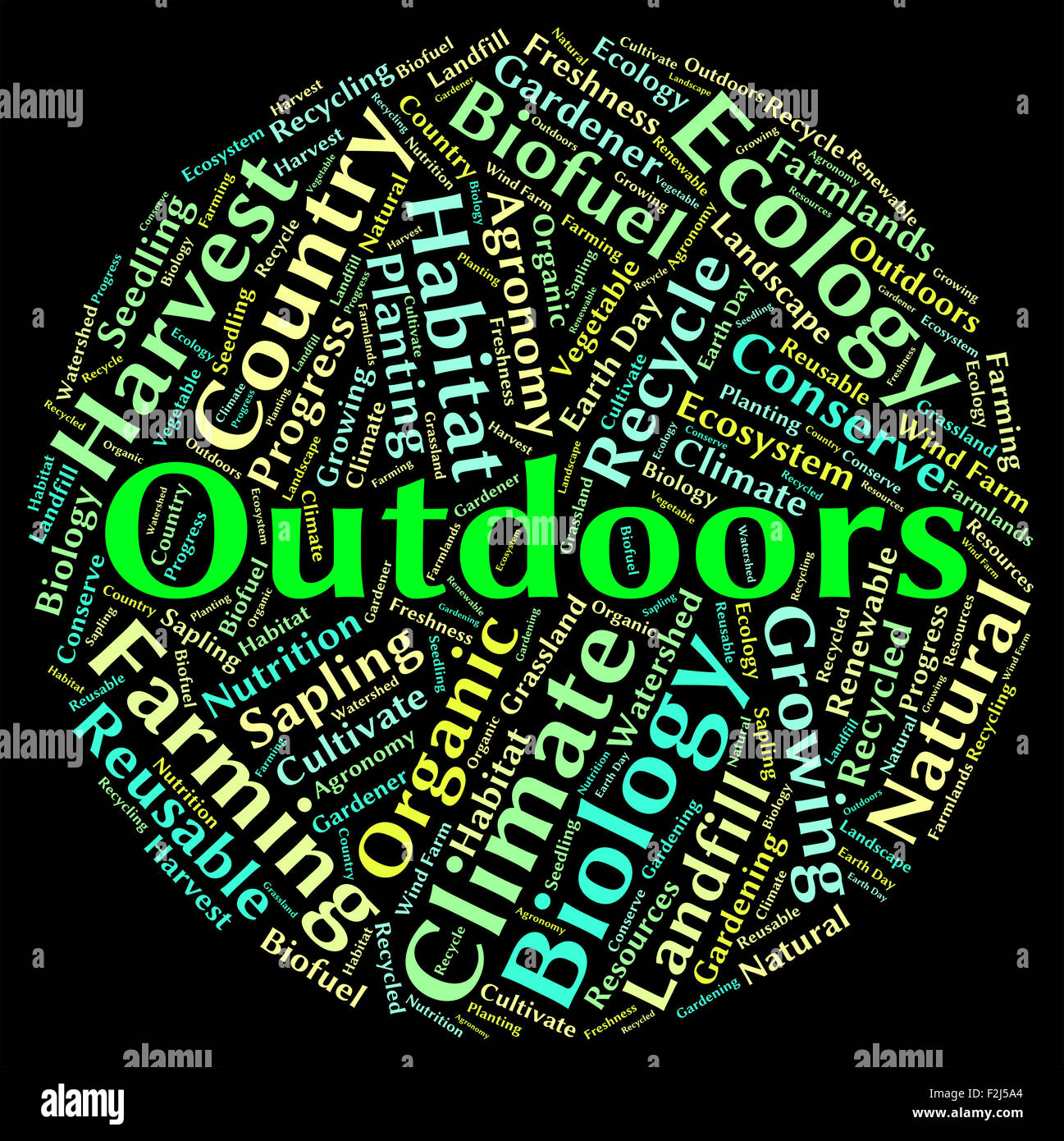 Outdoors Word Showing Country Meadows And Countryside Stock Photo - Alamy