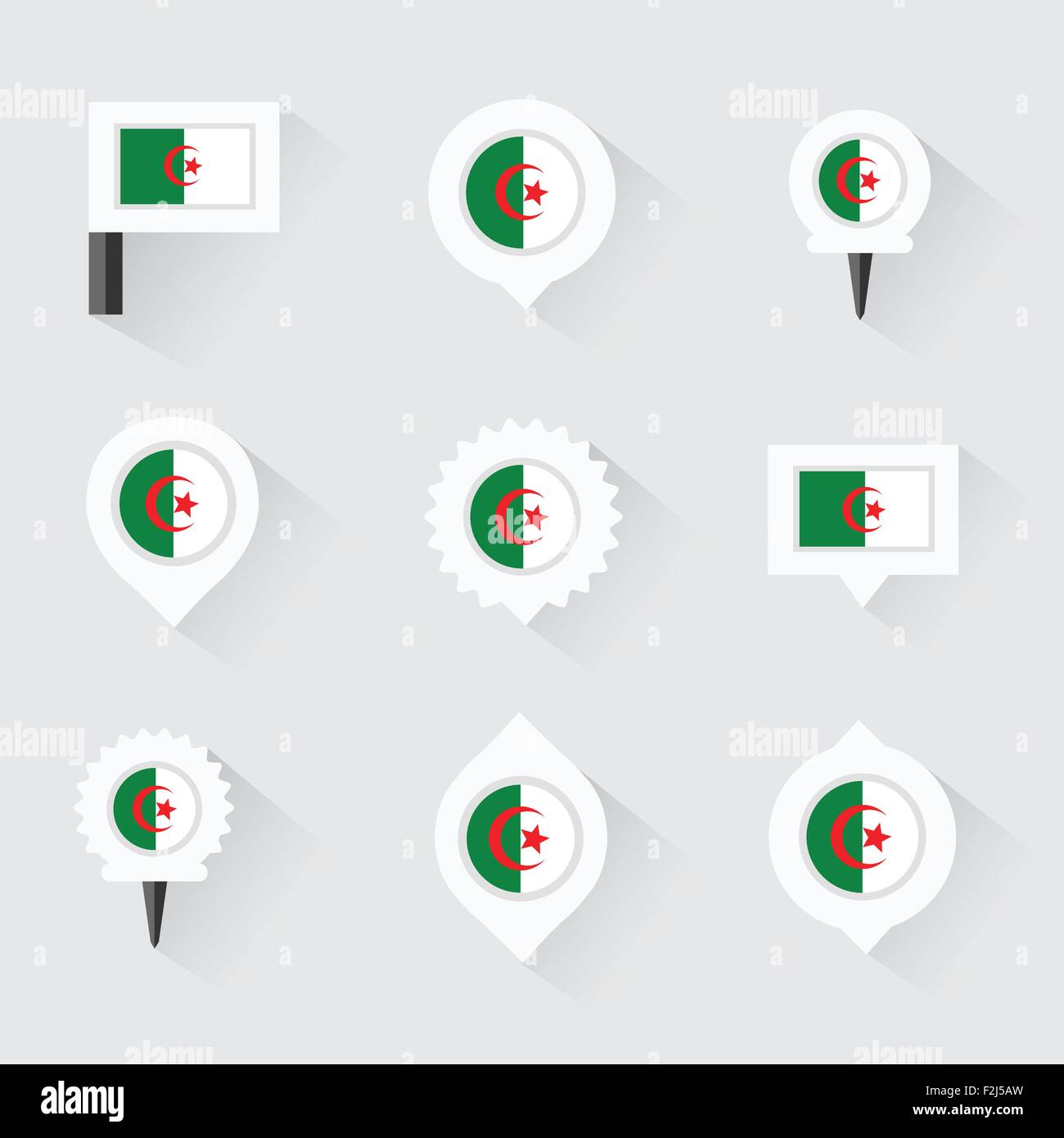 algeria flag and pins for infographic, and map design Stock Vector ...