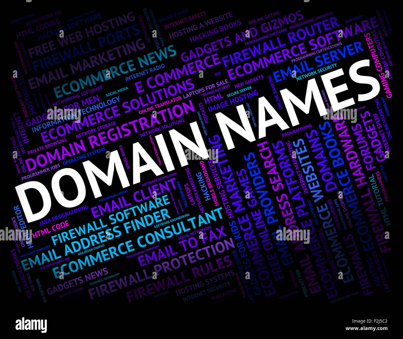 Domain Names Showing Moniker Tag And Designation Stock Photo - Alamy