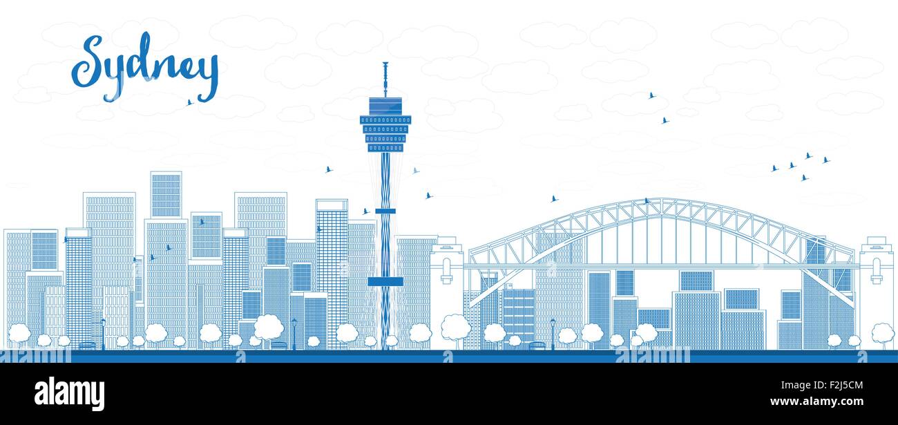 Outline Sydney City skyline with skyscrapers. Vector illustration Stock ...