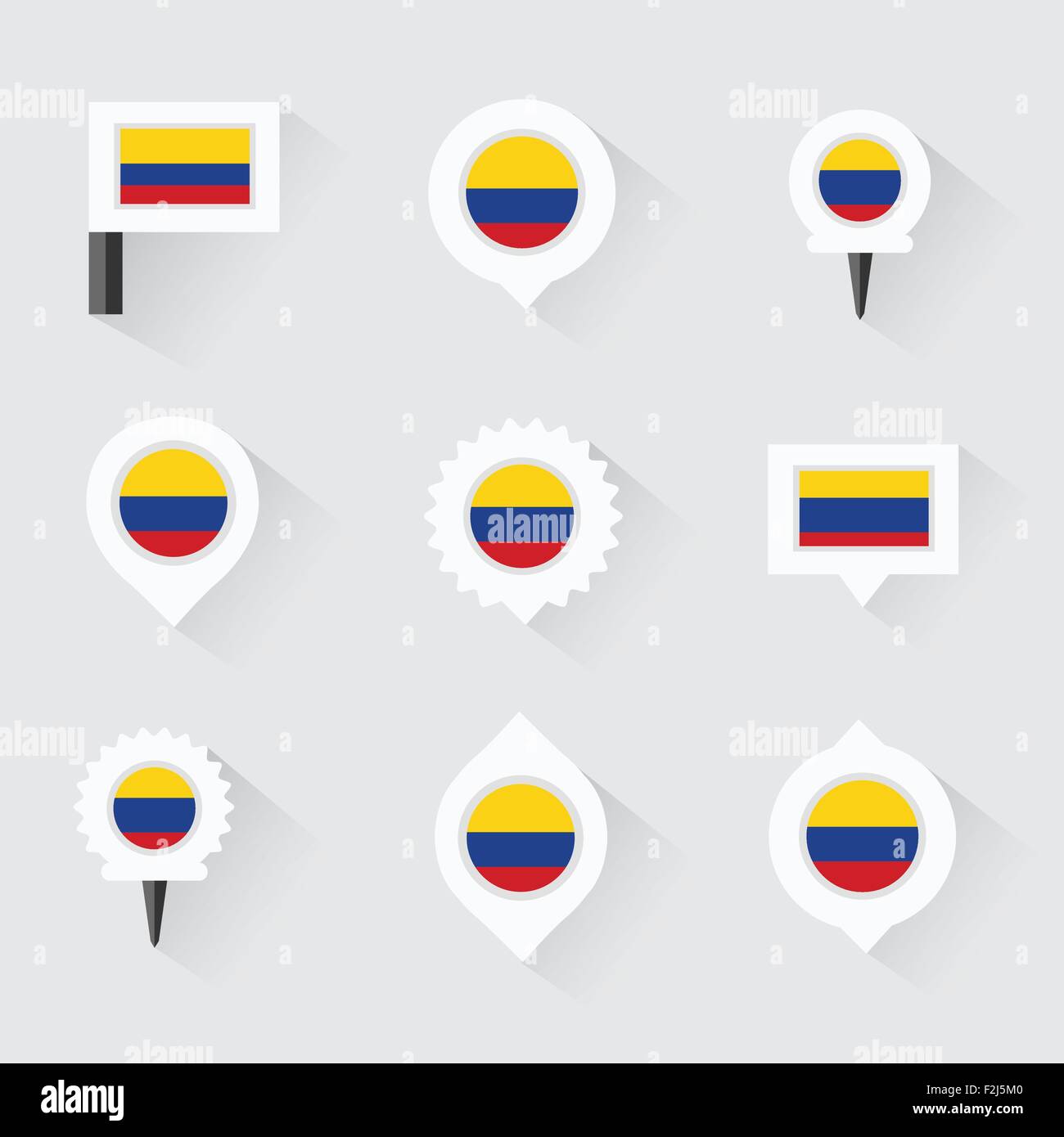colombia flag and pins for infographic, and map design Stock Vector ...