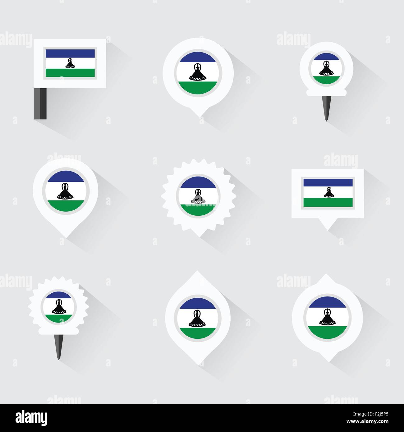 Lesotho flag and pins for infographic, and map design Stock Vector ...