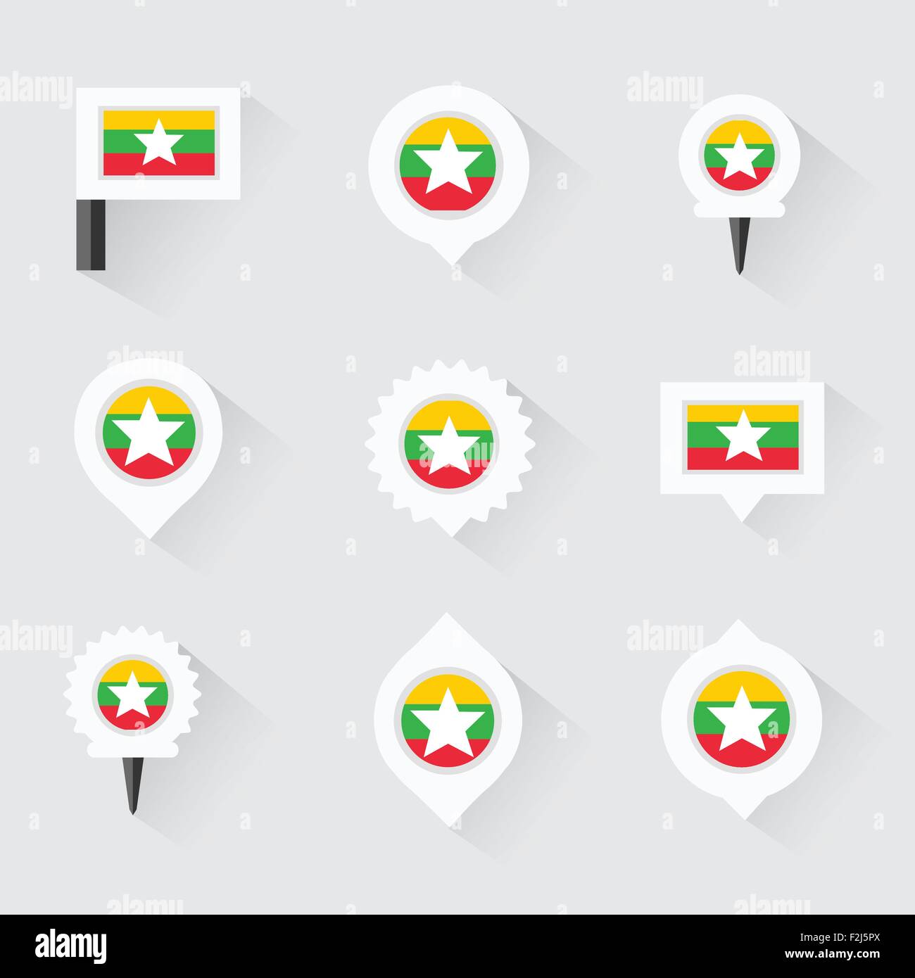 myanmar flag and pins for infographic, and map design Stock Vector ...