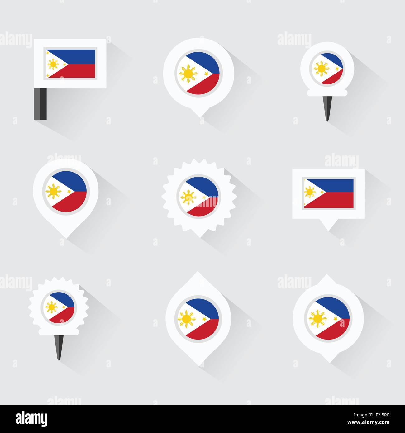 Philippines flag and pins for infographic, and map design Stock Vector ...