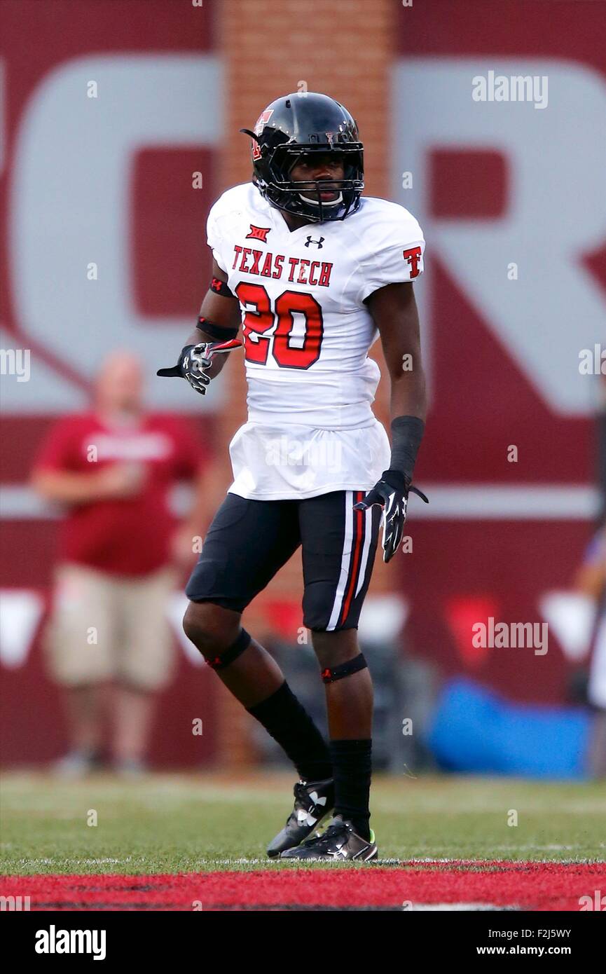 Fayetteville, AR. 19th Sep, 2015. Red Raiders corner back Tevin Madison ...