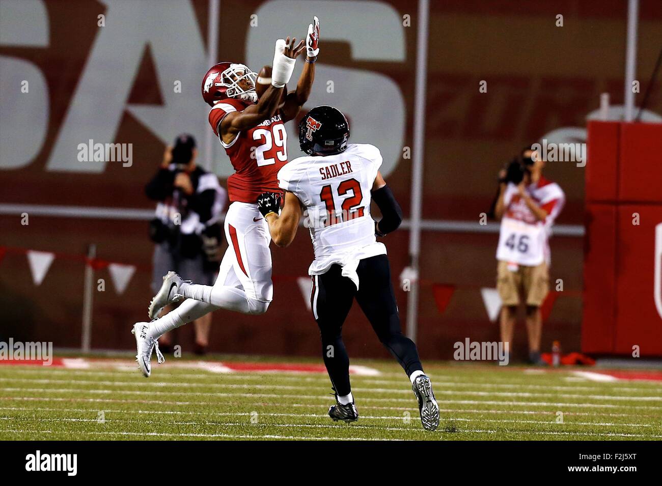 Fayetteville, AR. 19th Sep, 2015. Arkansas defensive back Jared Collins ...