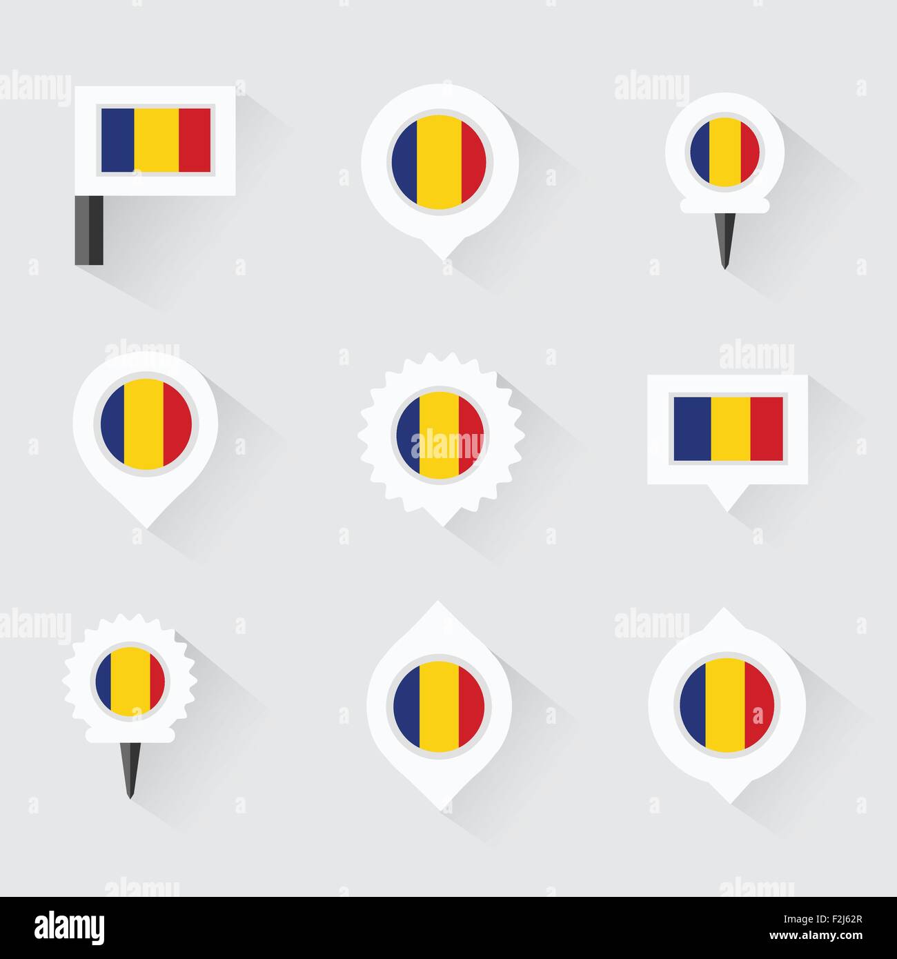 romania flag and pins for infographic, and map design Stock Vector ...
