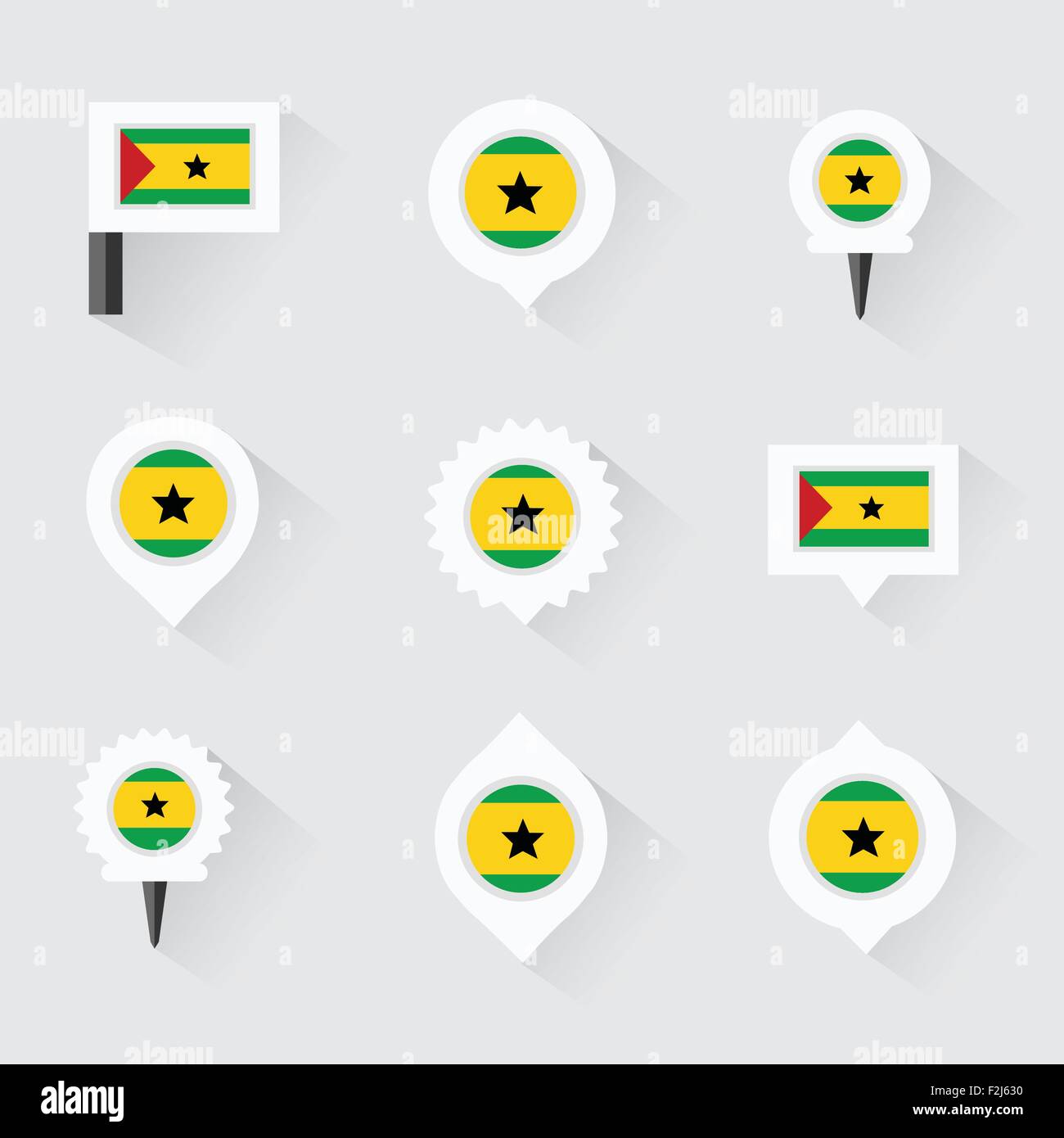 sao tome and principe flag and pins for infographic, and map design ...