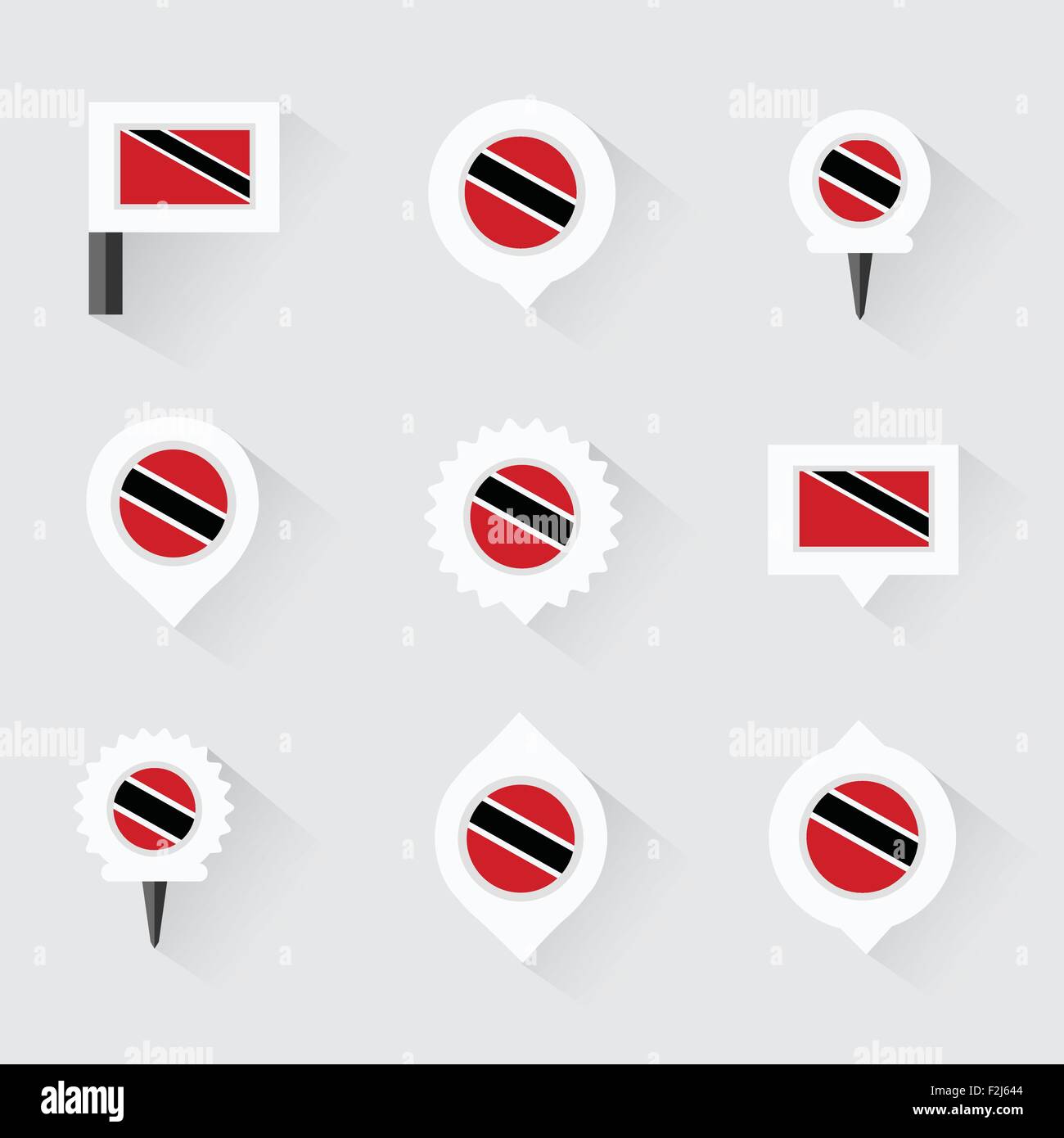 trinidad & tobago flag and pins for infographic, and map design Stock ...