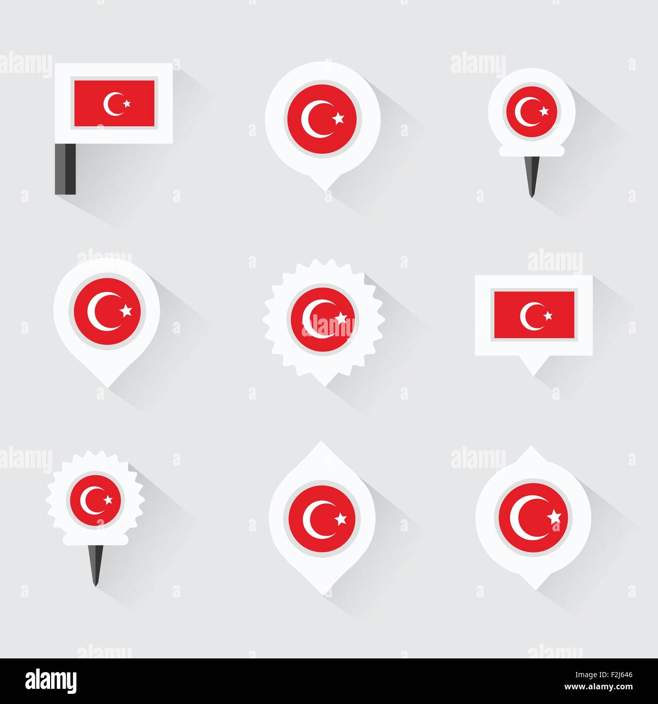 turkey flag and pins for infographic, and map design Stock Vector Image ...