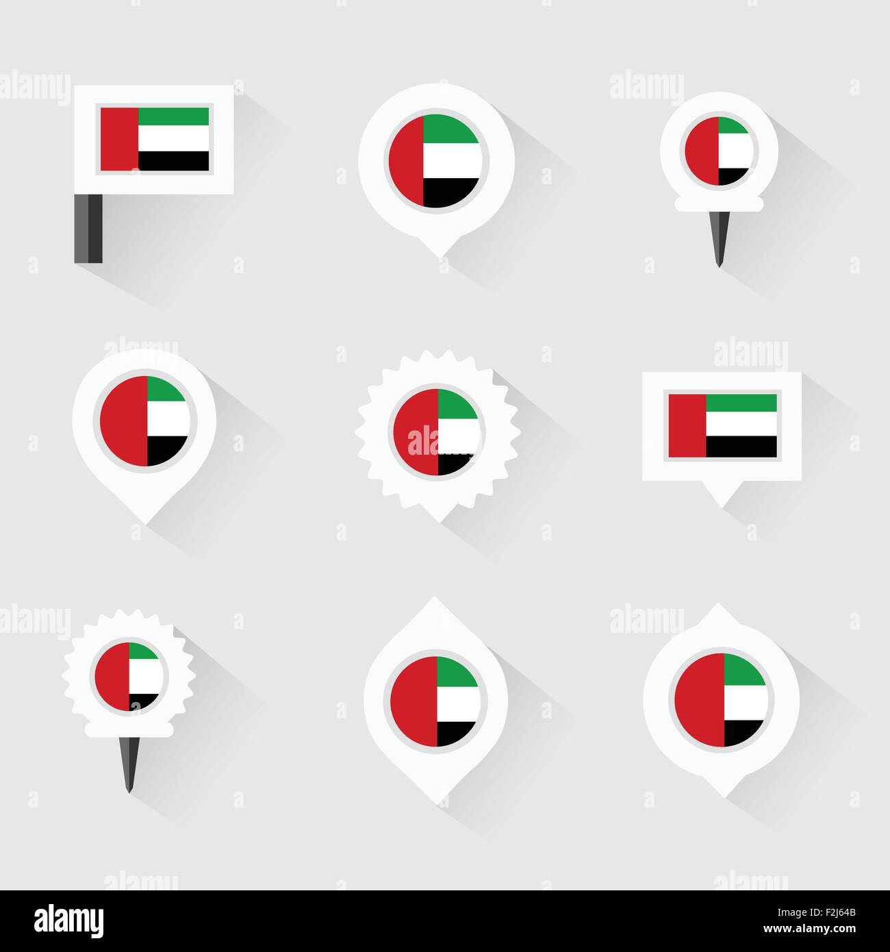 United Arab Emirates Flag And Pins For Infographic And Map Design