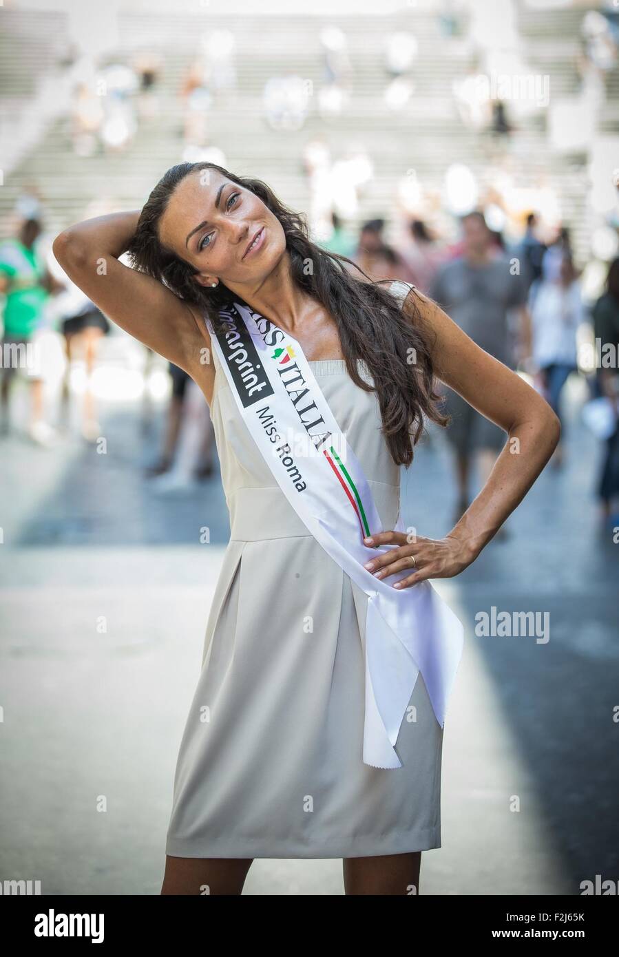 Miss Rome 2015 Claudia Guidi poses for pictures in the center of Rome ...