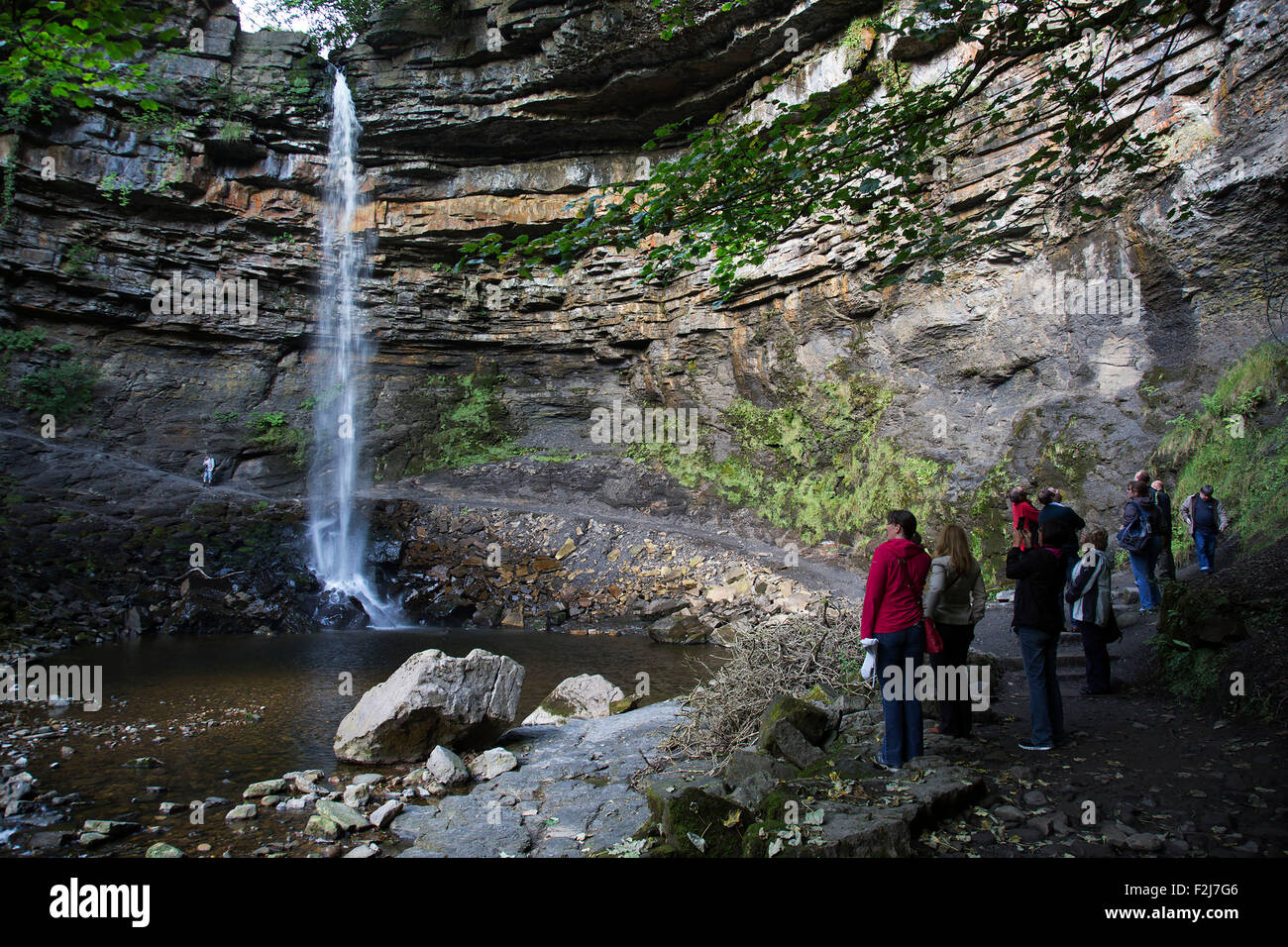Hardraw Force is a waterfall in a wooded ravine just outside village of ...
